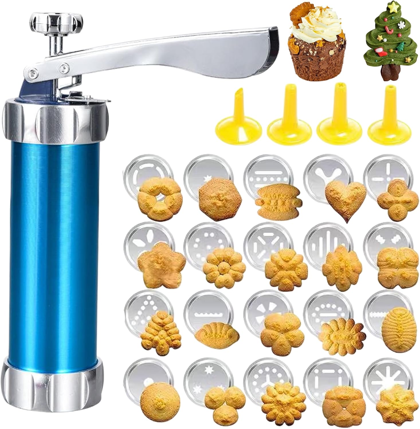 Amazon.com: Cookie Press Gun Kit: Spritz Cookie Press Gun Set with 20 ...