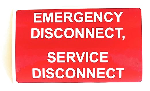 Emergency Disconnect, Service Disconnect Labels (Pack of 10): Amazon ...