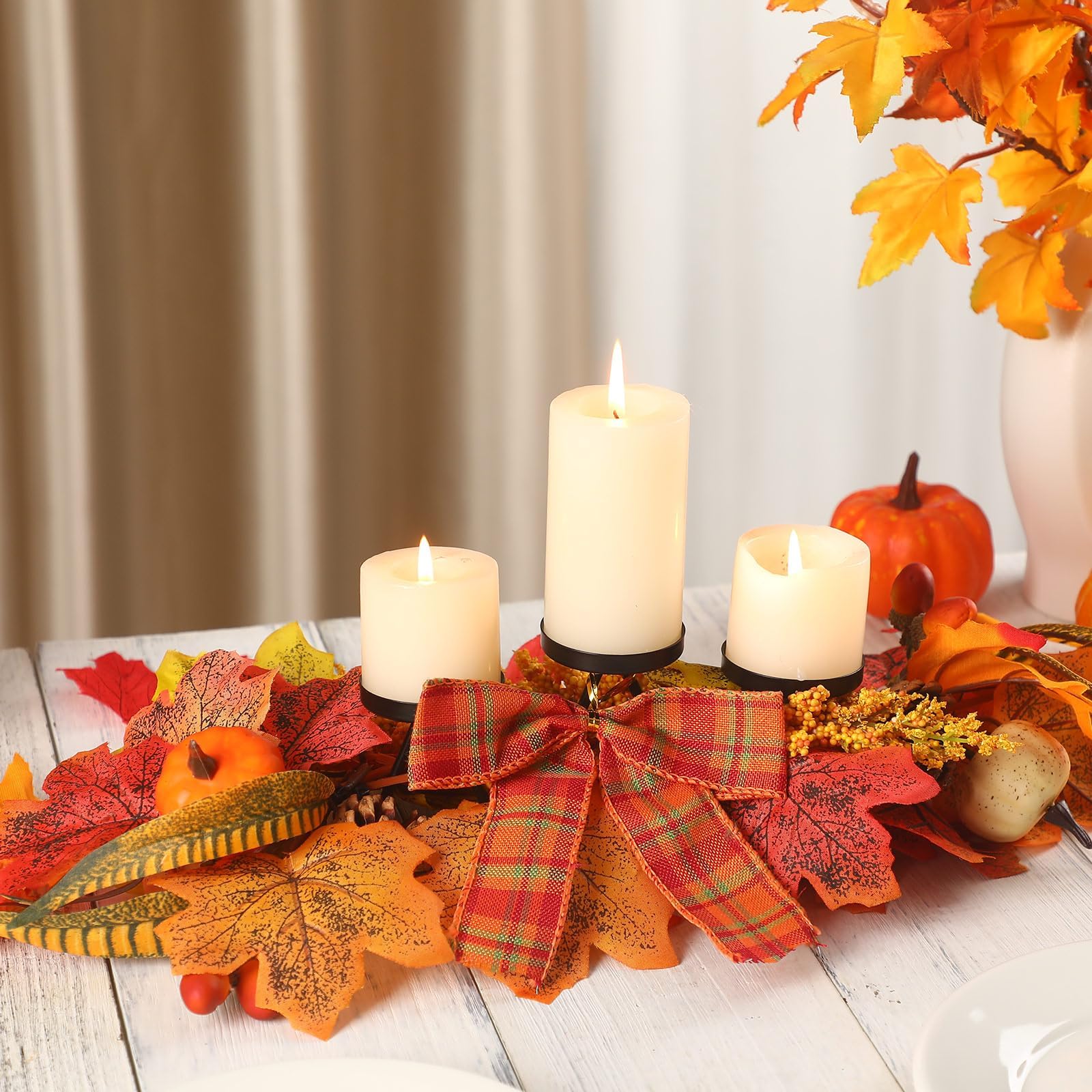 Amazon.com: Svndlyn Thanksgiving Centerpiece with 3 Candle Holders,Fall ...