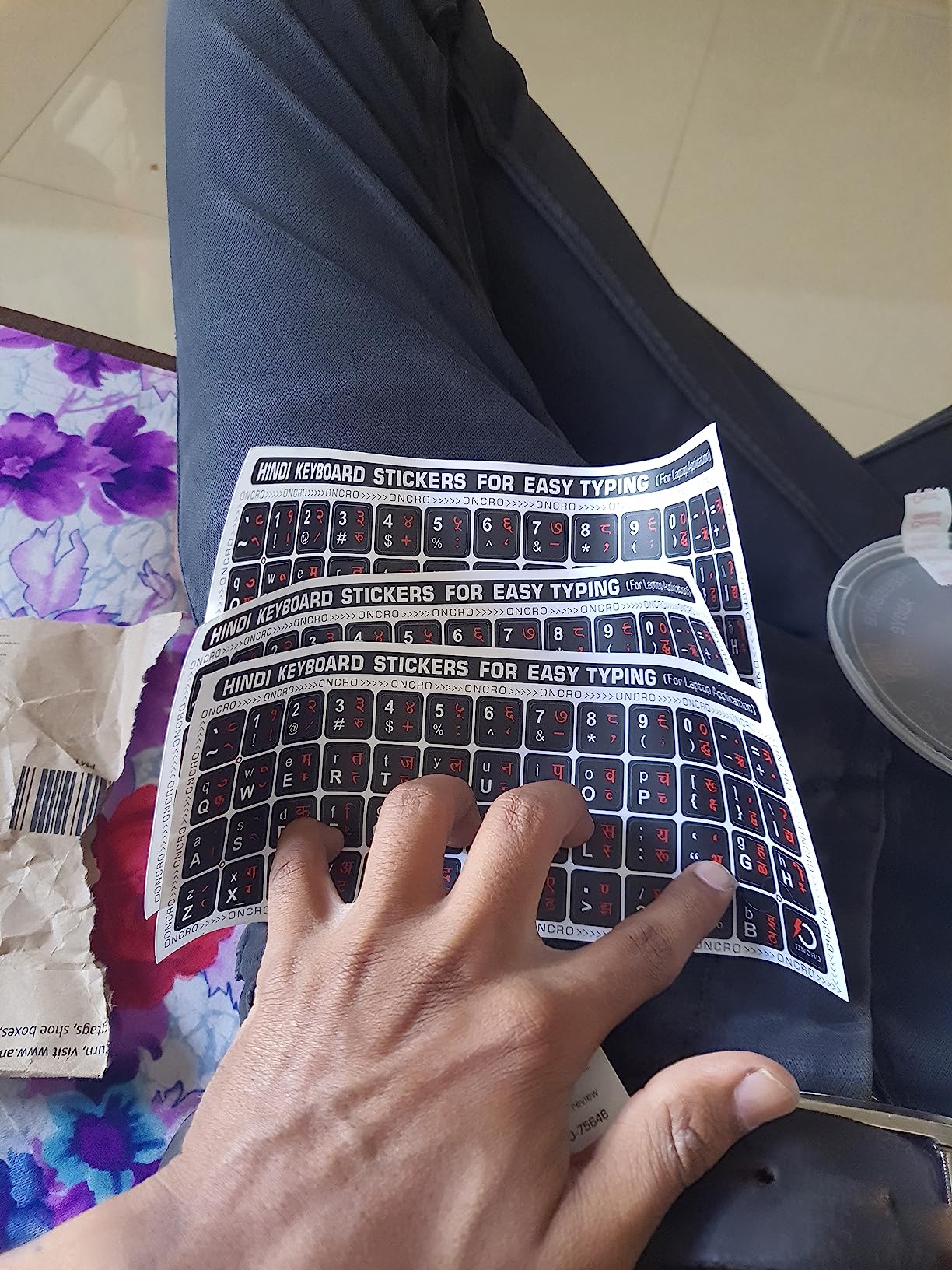 ONCRO® 3 pcs, Hindi Keyboard Sticker, English Hindi Typing Keyboard ...