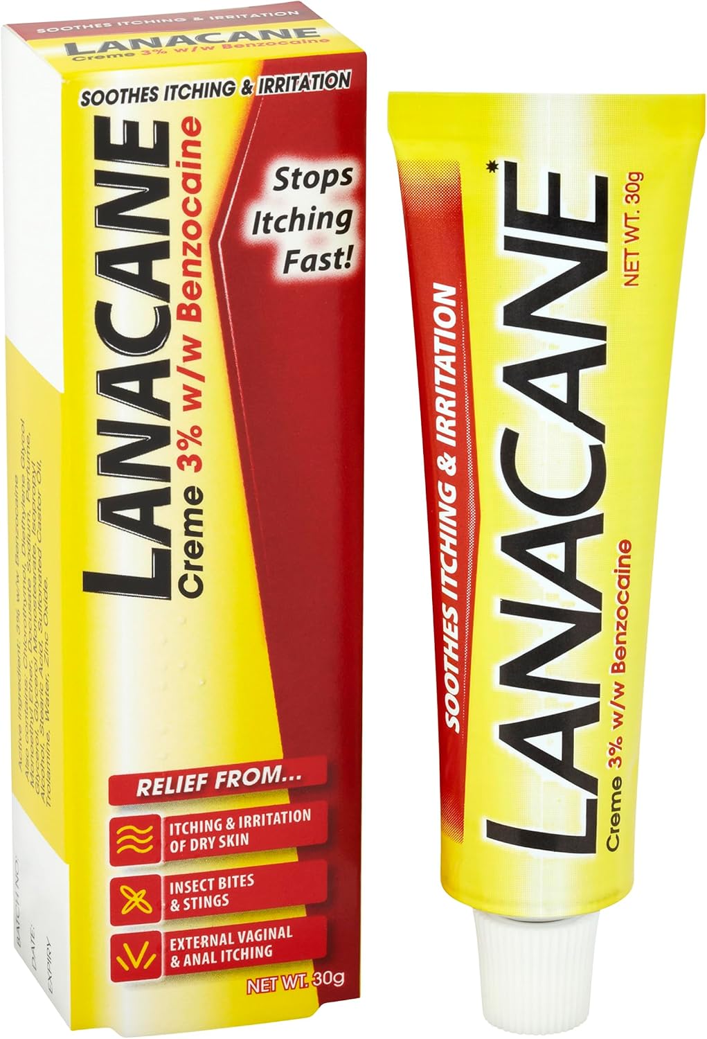 Lanacane Medicated Creme Tube, Relief From Itching, Insect Bites/Stings ...