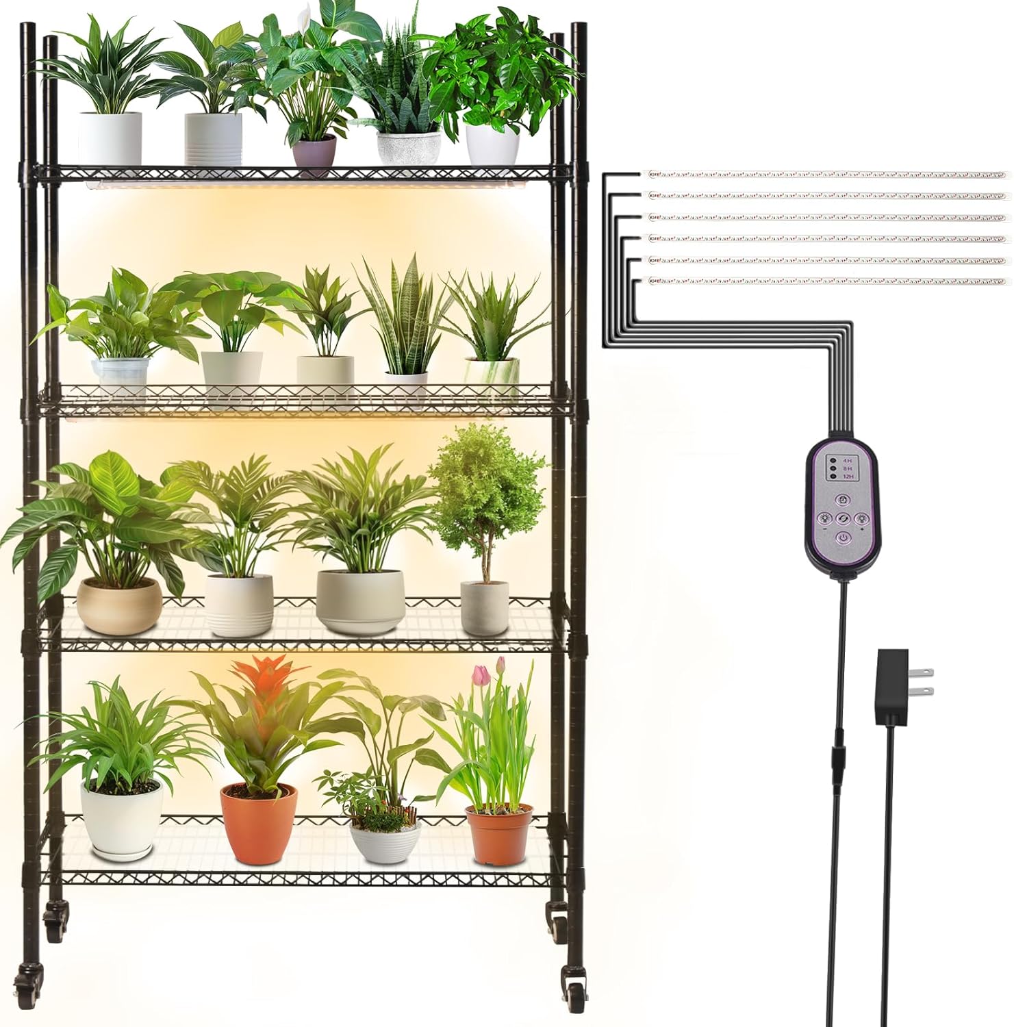 Amazon.com: Hyner Indoor Plant Stand with 4 Tiered DIY Grow Light Shelf ...