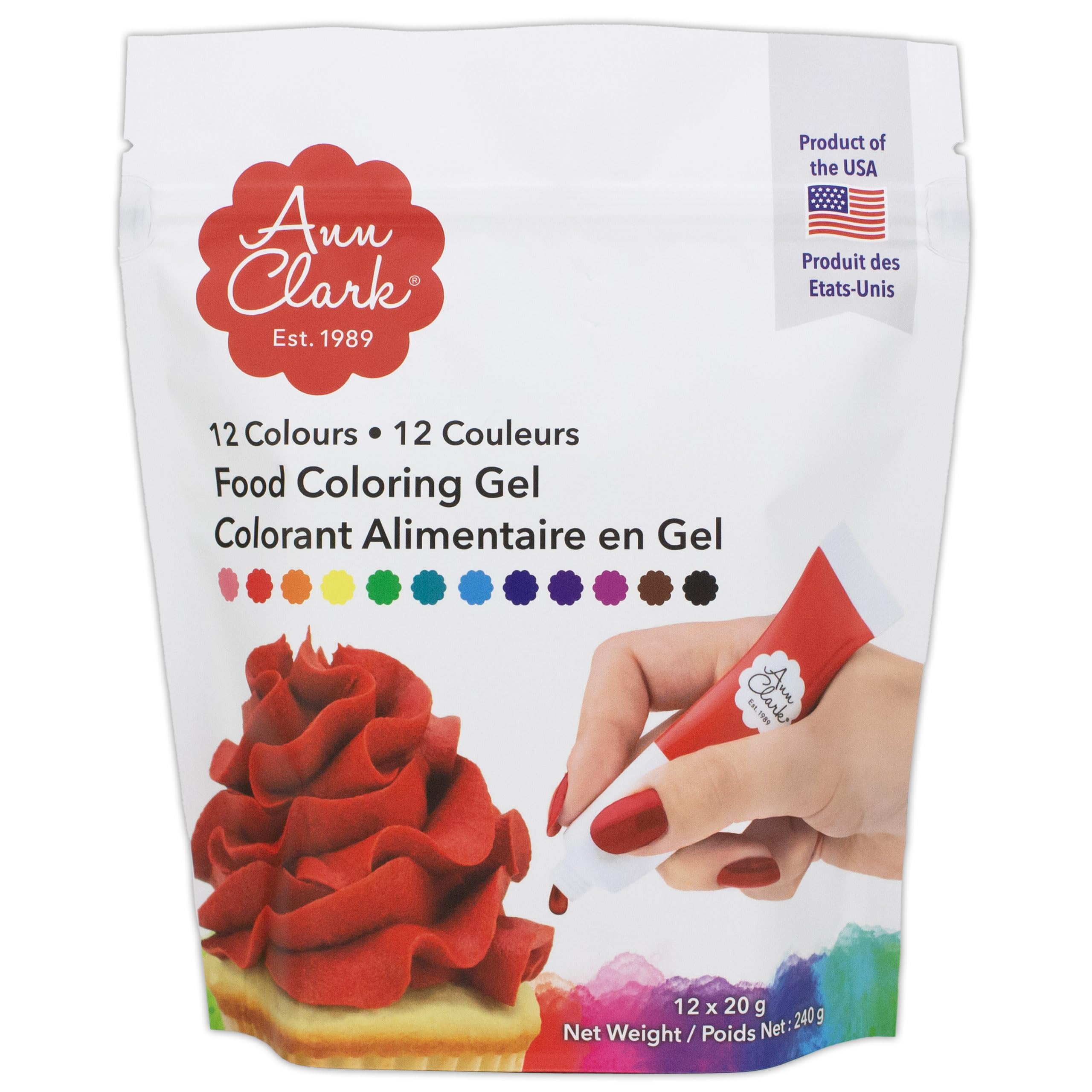 Ann Clark Professional-Grade Gel Food Coloring Made in USA 19.85g, 12 ...