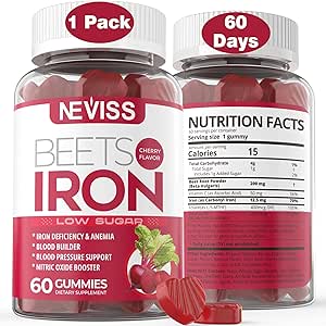 Amazon.com: Vegan Iron Gummies, Carbonyl Iron 12.5mg with Beet Root 200mg, Vitamin C, Folate ...
