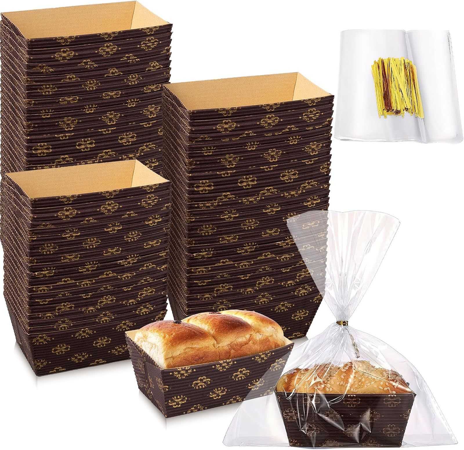 100 Pcs Paper Loaf Pan Mini Disposable Paper Baking Bread Loft Mold ...