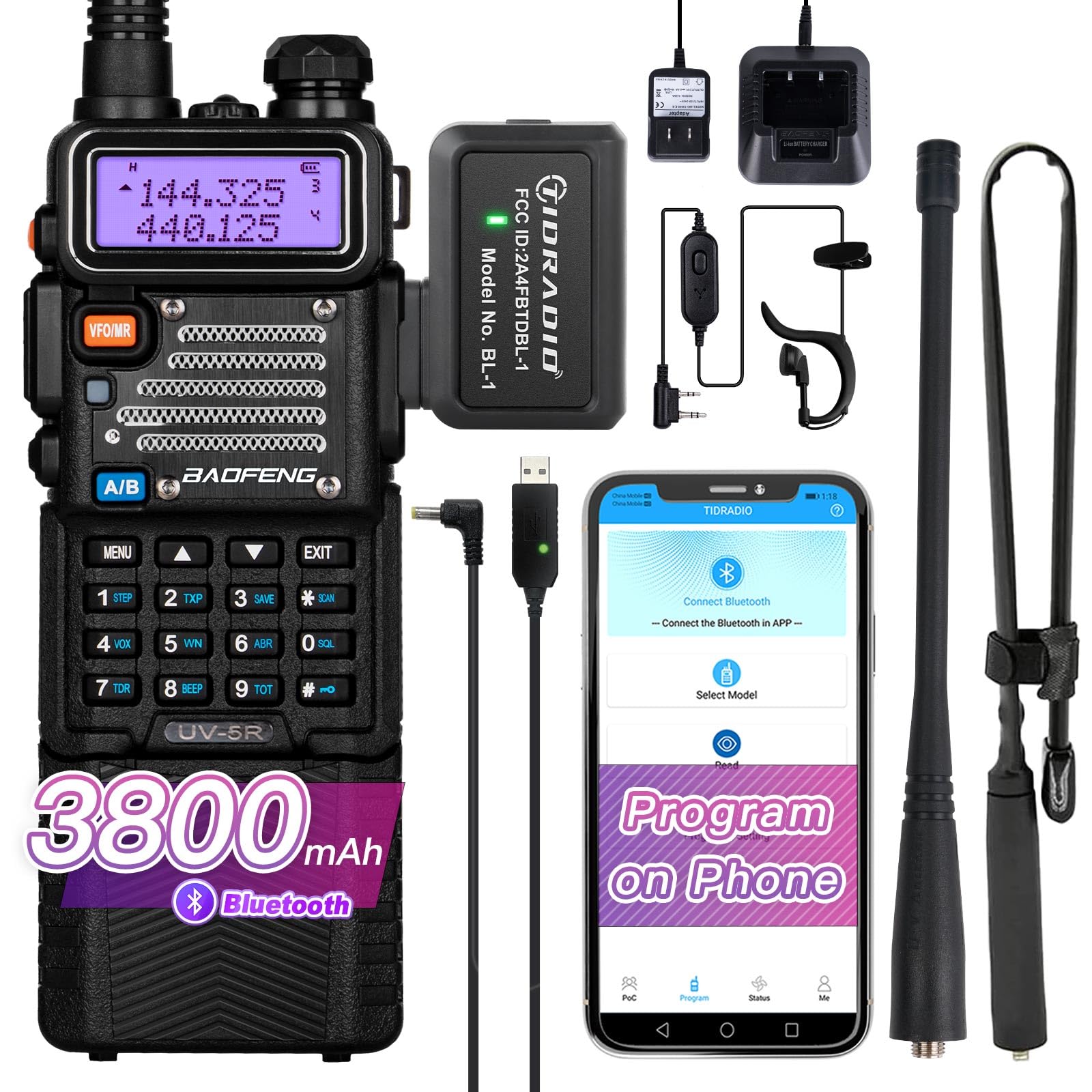 Amazon.com: Baofeng UV-5R Long Range Ham Radio 8 Watt with Tactical ...