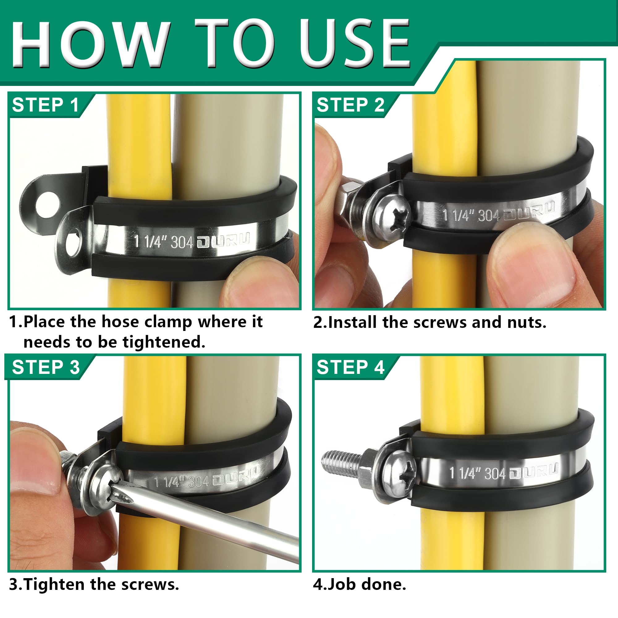 Snapklik.com : OURU 40PCS Cable Clamps 2 Inch 304 Stainless Steel Cable ...