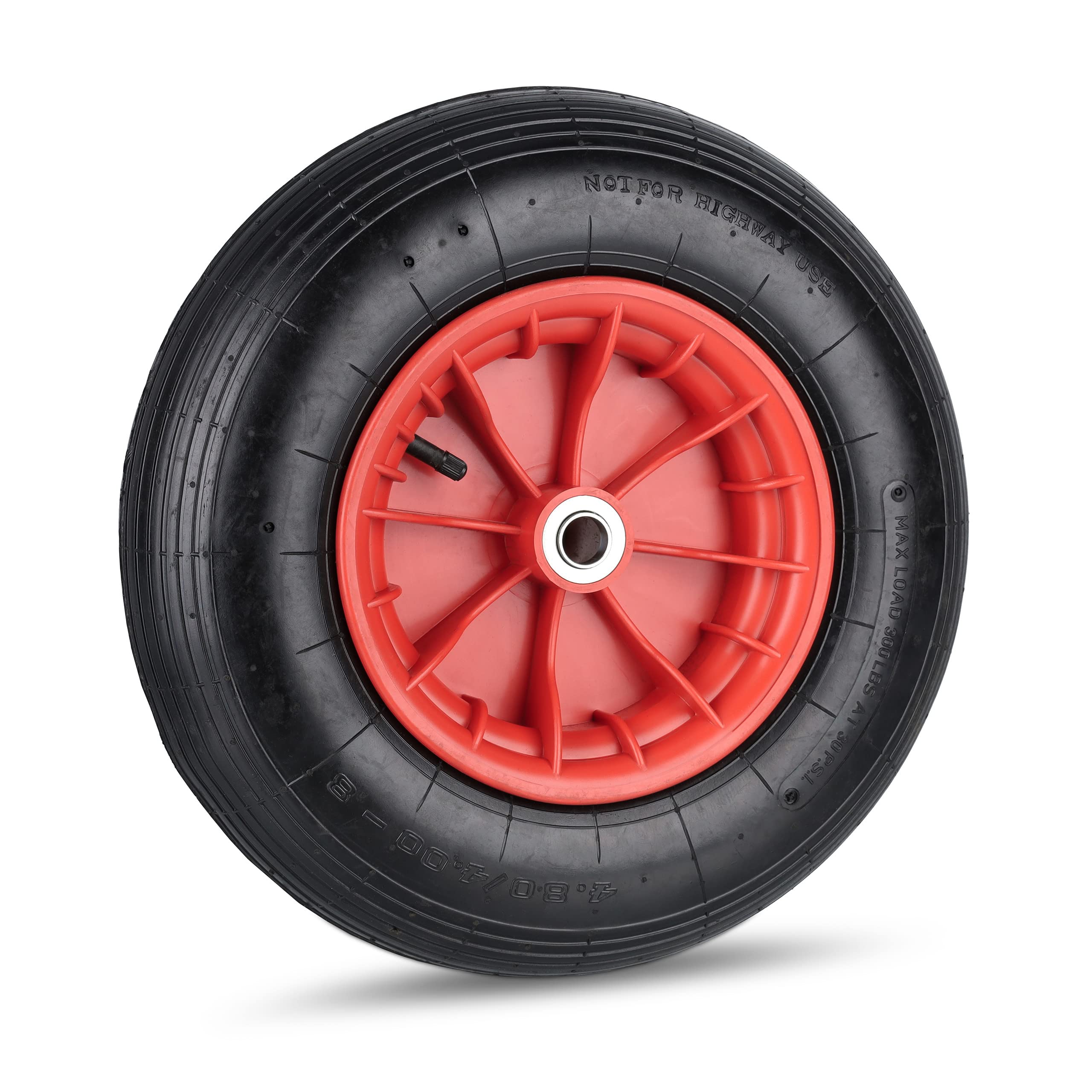 Relaxdays Wheelbarrow Tyre, 4.80/4.00-8, Pneumatic Spare Wheel, Plastic ...