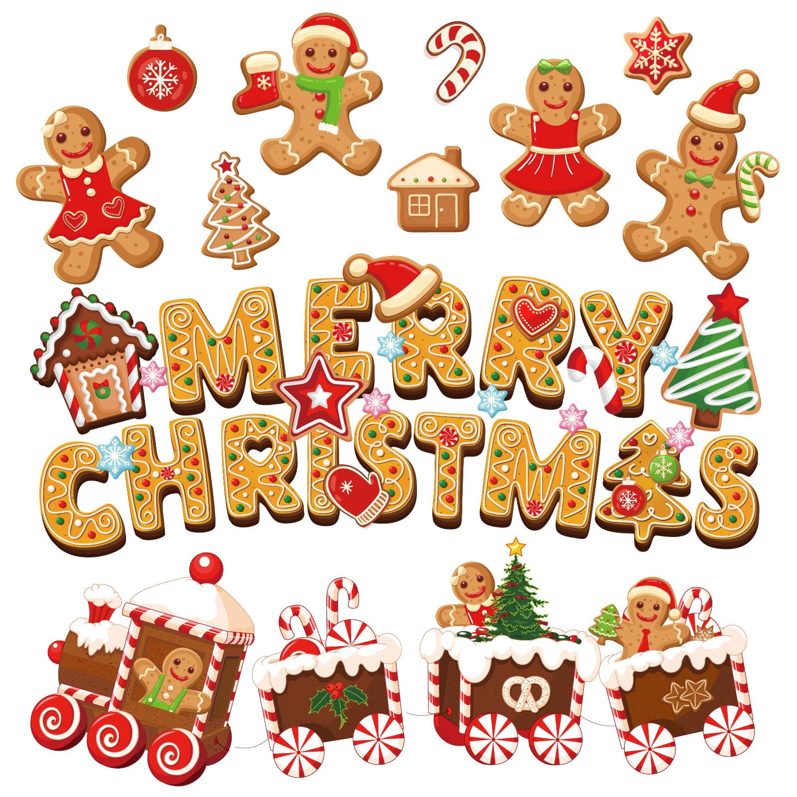 Amazon.com: Whaline 46Pcs Christmas Gingerbread Cutouts Merry Christmas ...