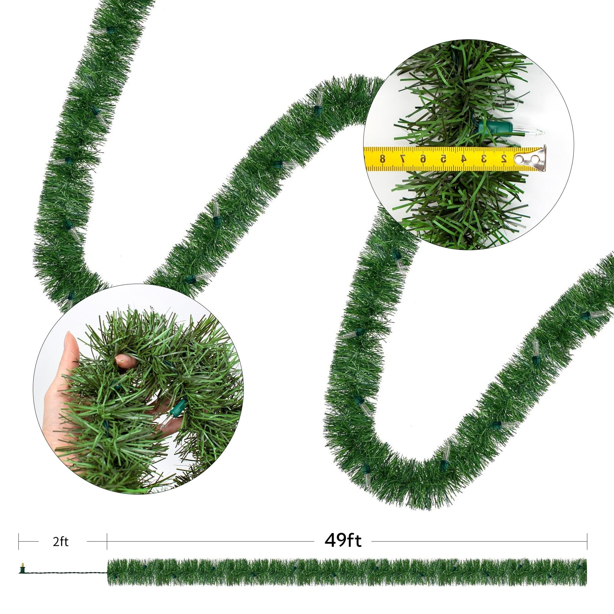 Snapklik.com : WATERGLIDE 49FT Lighted Christmas Green Garland