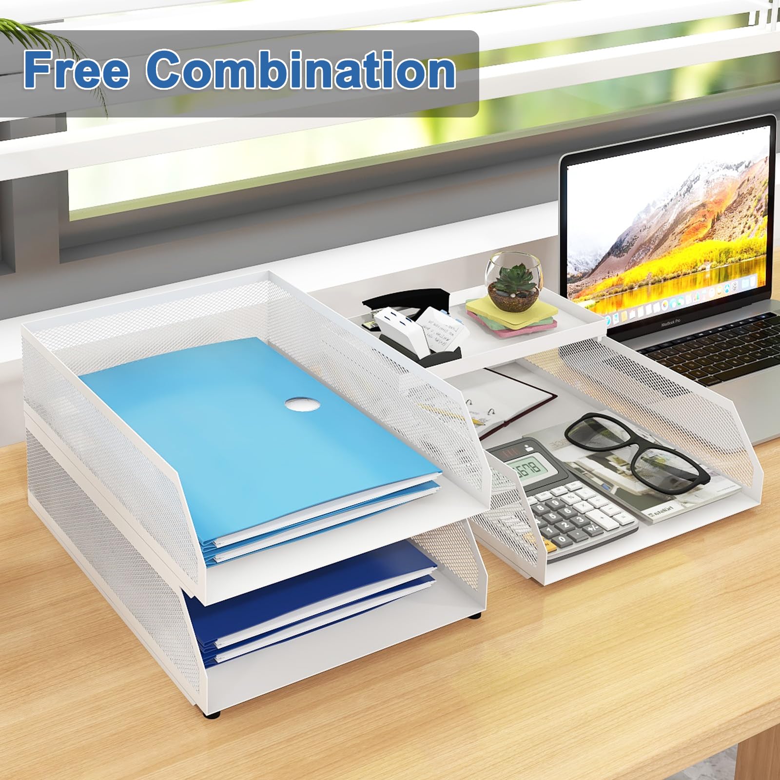 Snapklik.com : Natwind 3-Tier Stackable Paper Tray, Metal Mesh Desktop ...