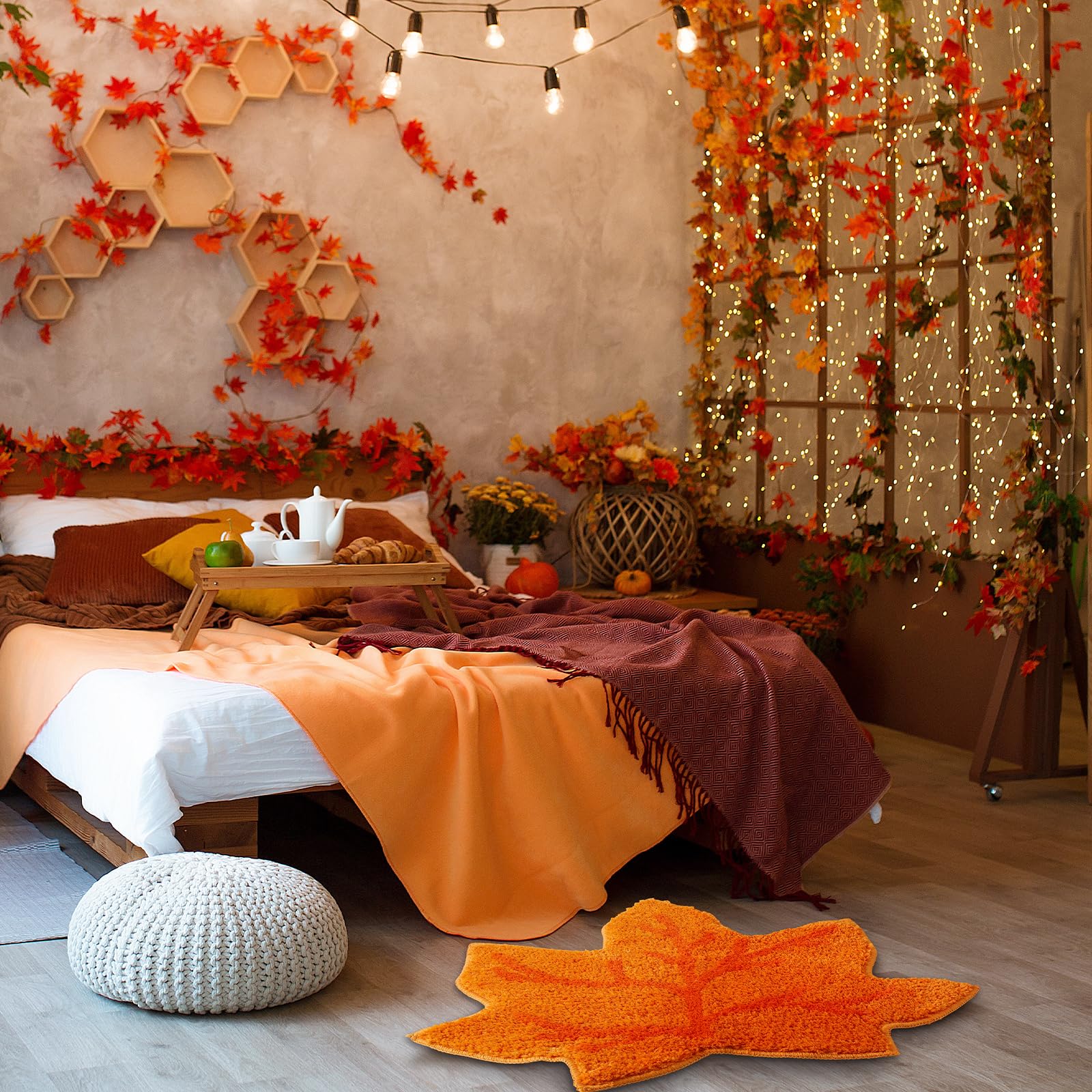 Ceenna Fall Bathroom Rugs Thanksgiving Maple Leaf Rug Autumn Bath Mat ...