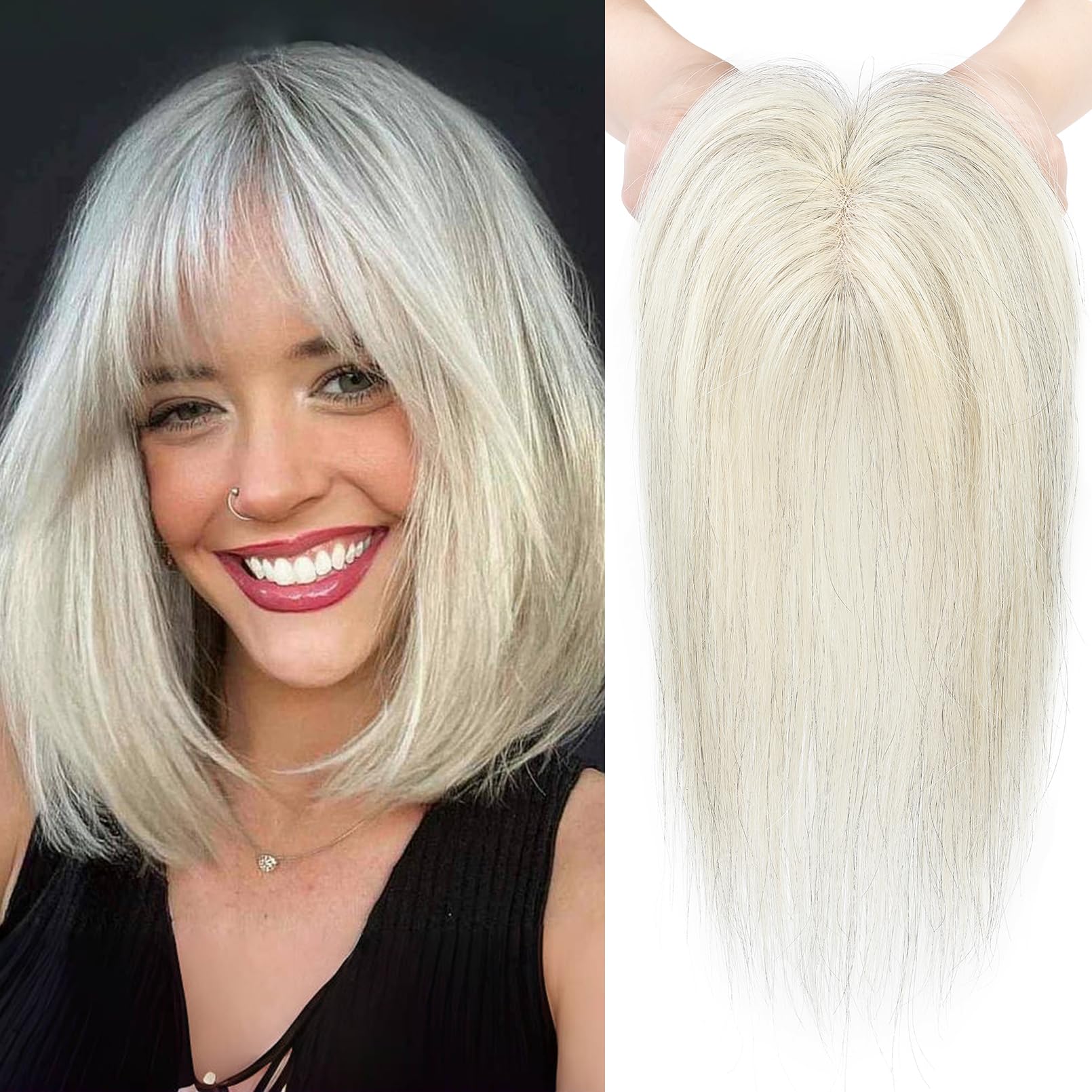 Amazon.com : REECHO Hair Toppers for Women Real Human Hair, 10 inch ...