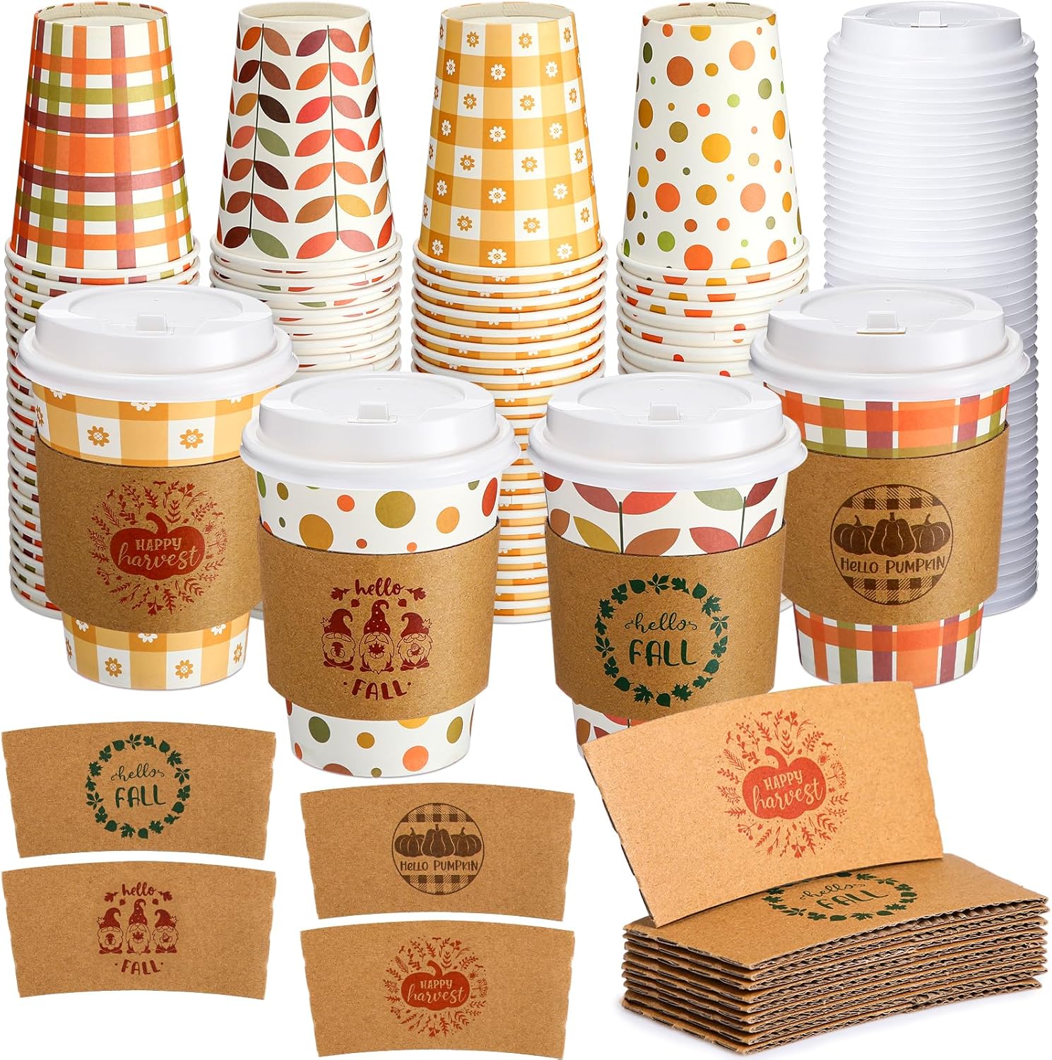 Amazon.com: Lallisa 100 Pack Fall Disposable Coffee Cups 12 oz ...