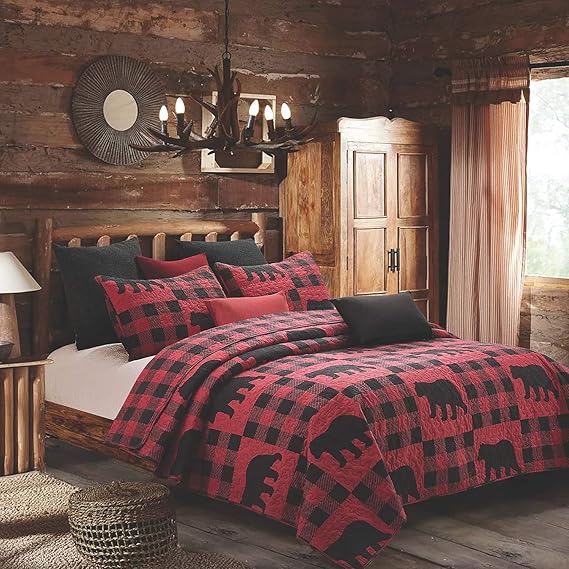 Amazon.com: Virah Bella 2 Piece Twin Lodge Quilt Bedding Set - Buffalo ...