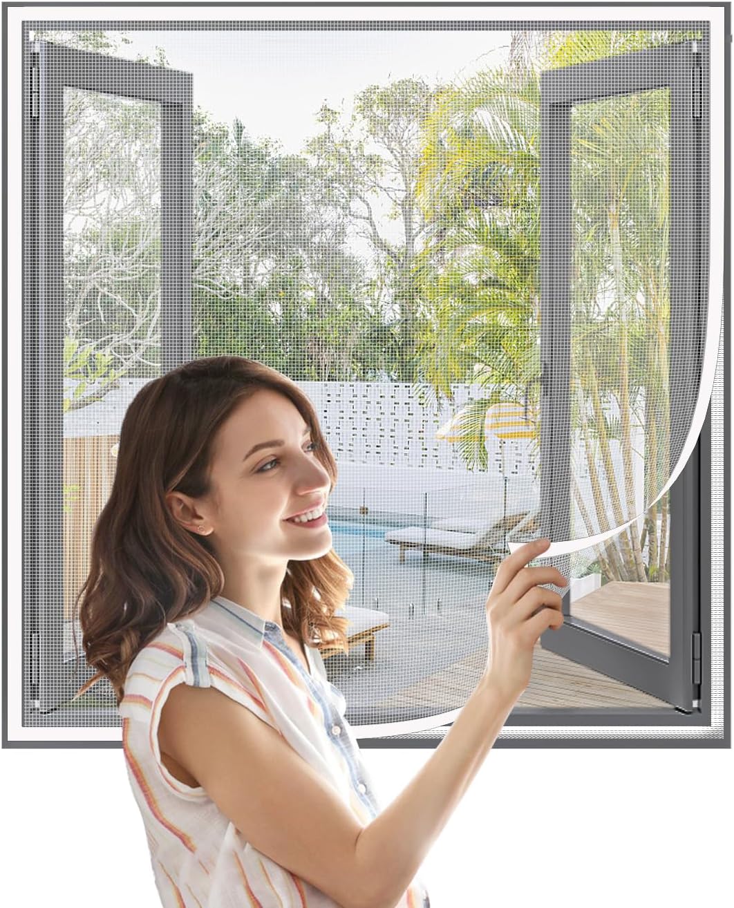 SHRRL Upgraded Window Screen, Adjustable Mesh Screen fits Max. 48'' x ...