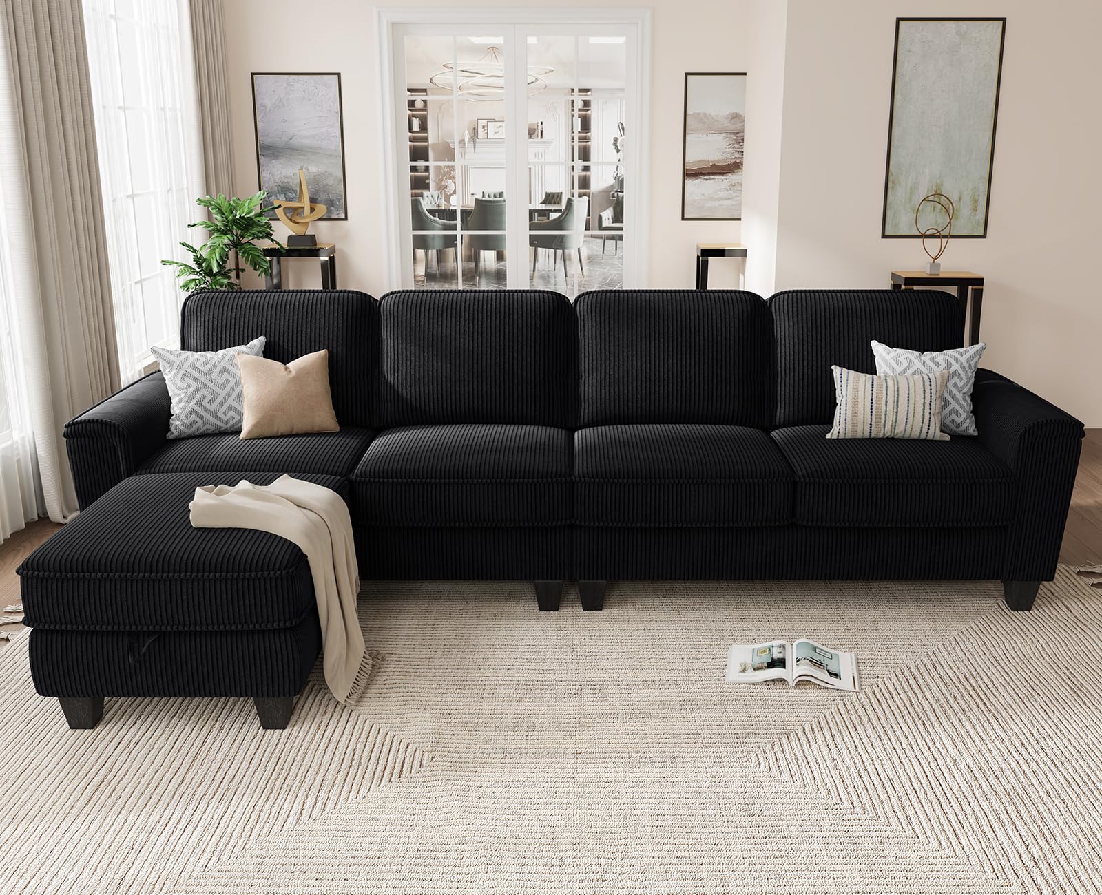 Amazon.com: KKL Sectional Sofa Couch for Living Room, 106 Inches L ...