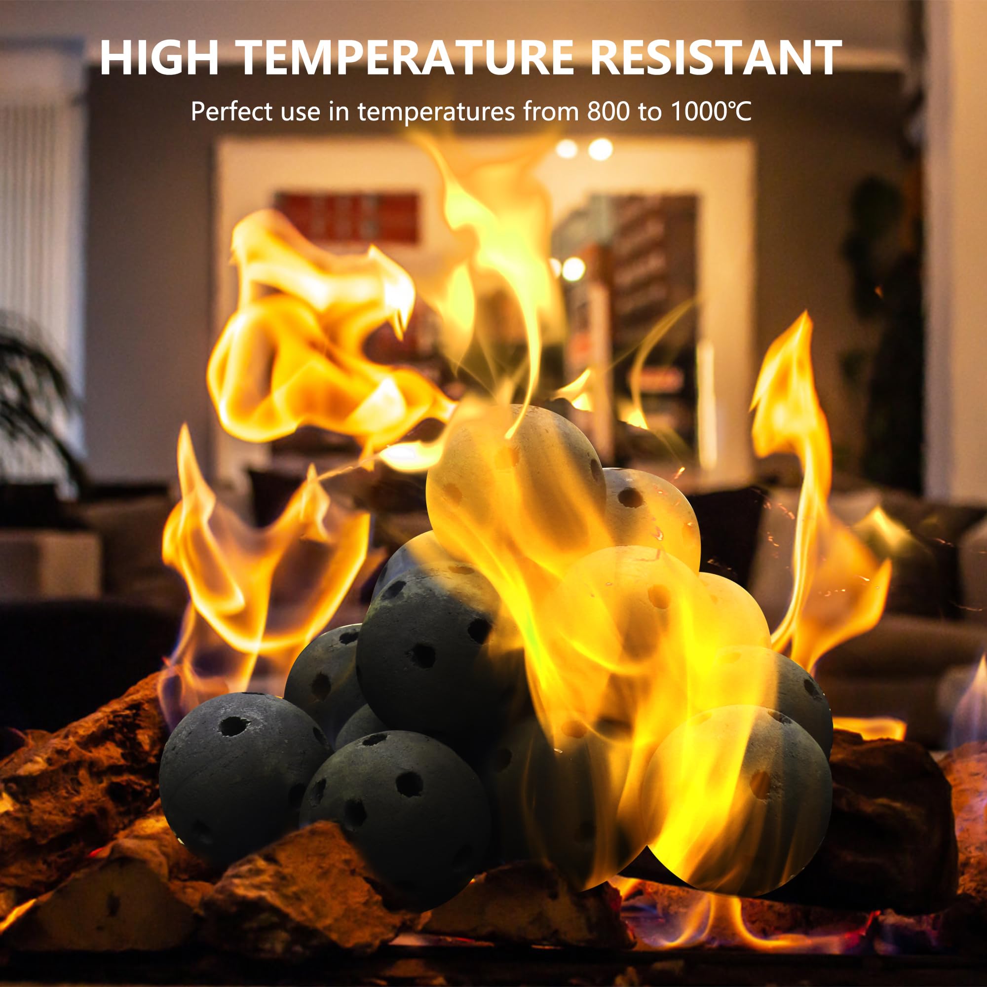 Ceramic Fire Balls – 3 Inch, Set Of 15, Black Reusable Fire Stones For ...