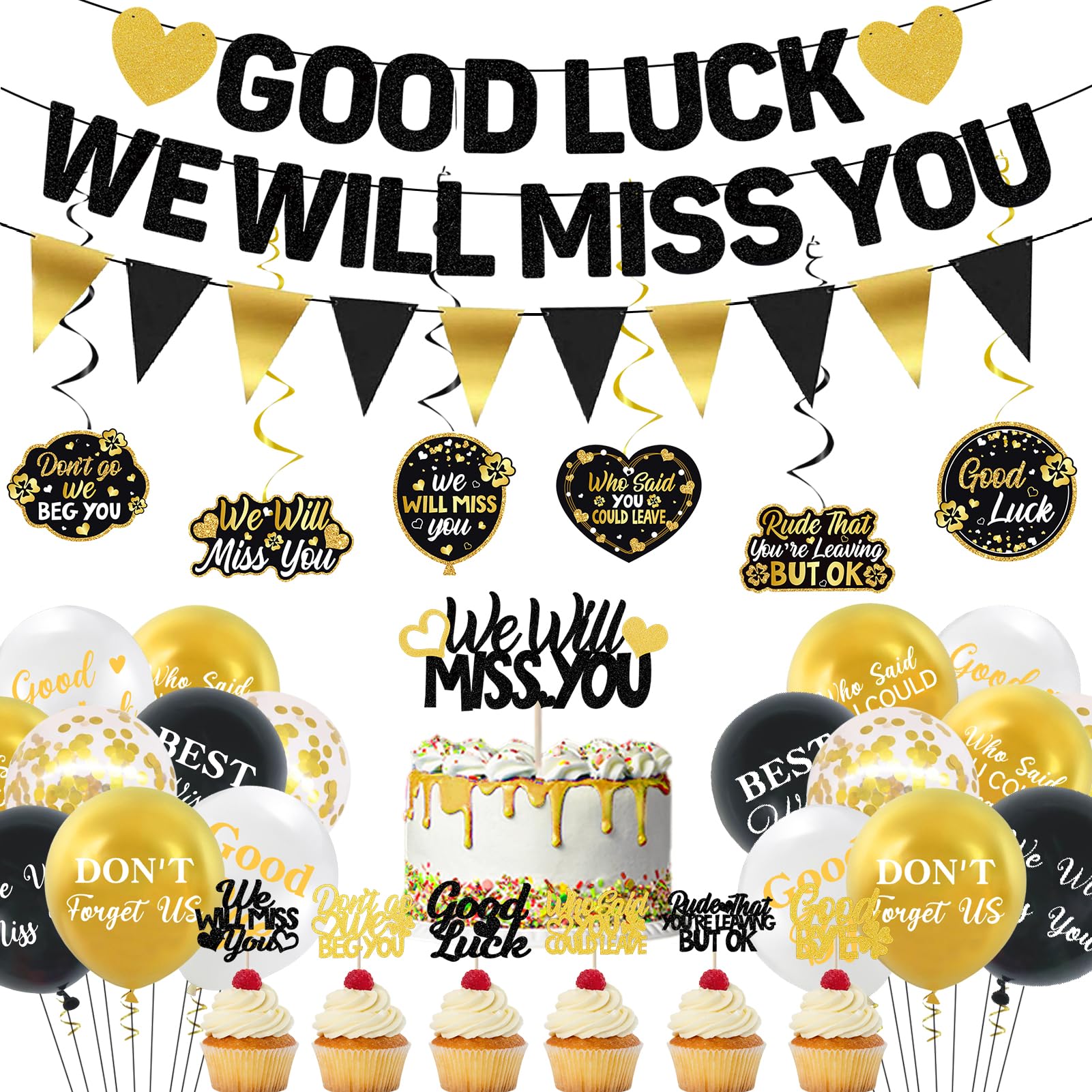 Snapklik.com : Farewell Party Decorations, We Will Miss You Banner Cake ...