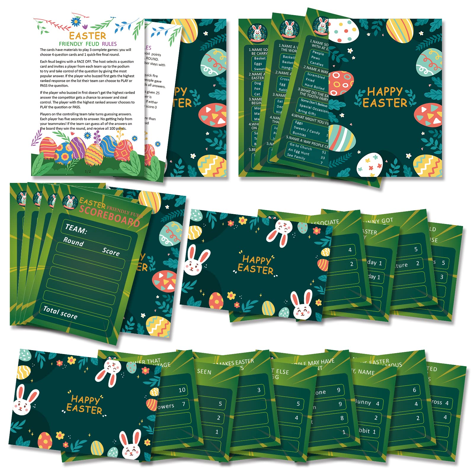 Amazon.com: BEUFSE Happy Easter Day Friendly Feud Game Set, Easter Day ...