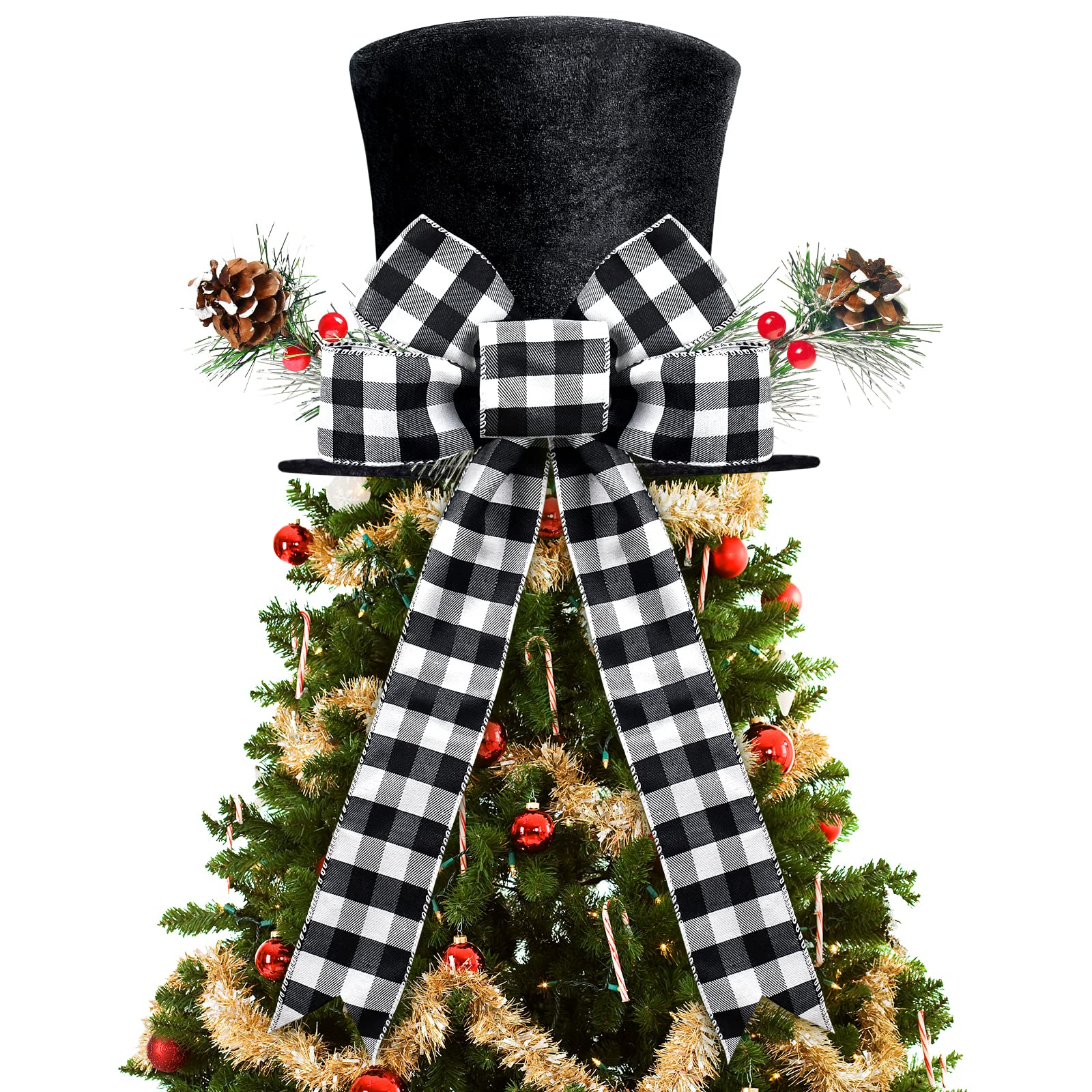 Amazon.com: Yoochee Christmas Tree Topper Hat, Black Velvet Xmas Tree ...