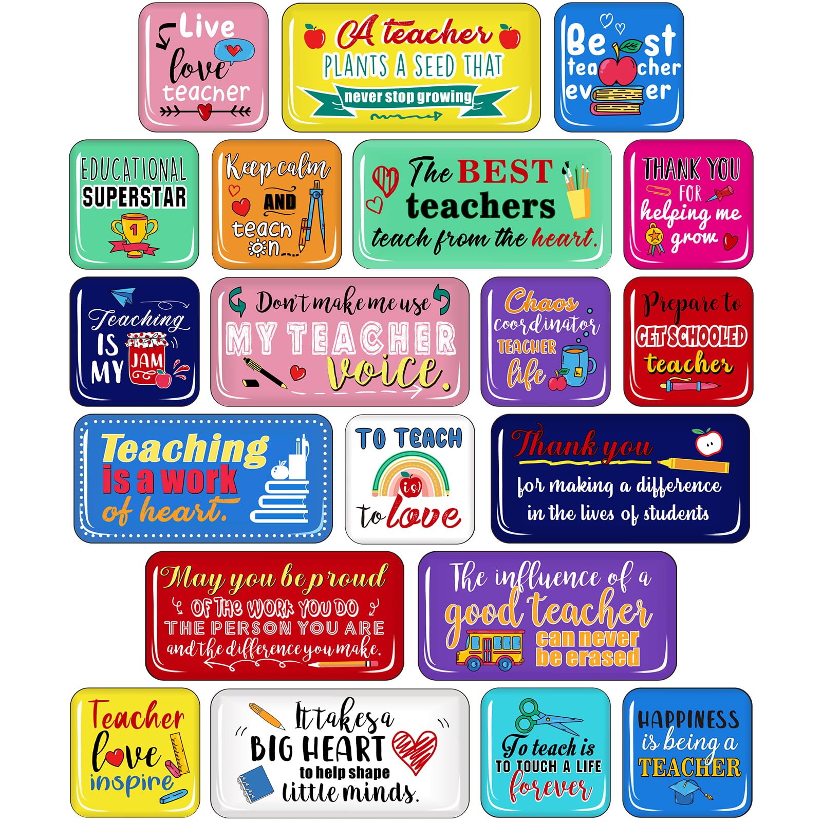Amazon.com: Tellegloww 20 Pcs Teachers Magnets Teachers Appreciation ...