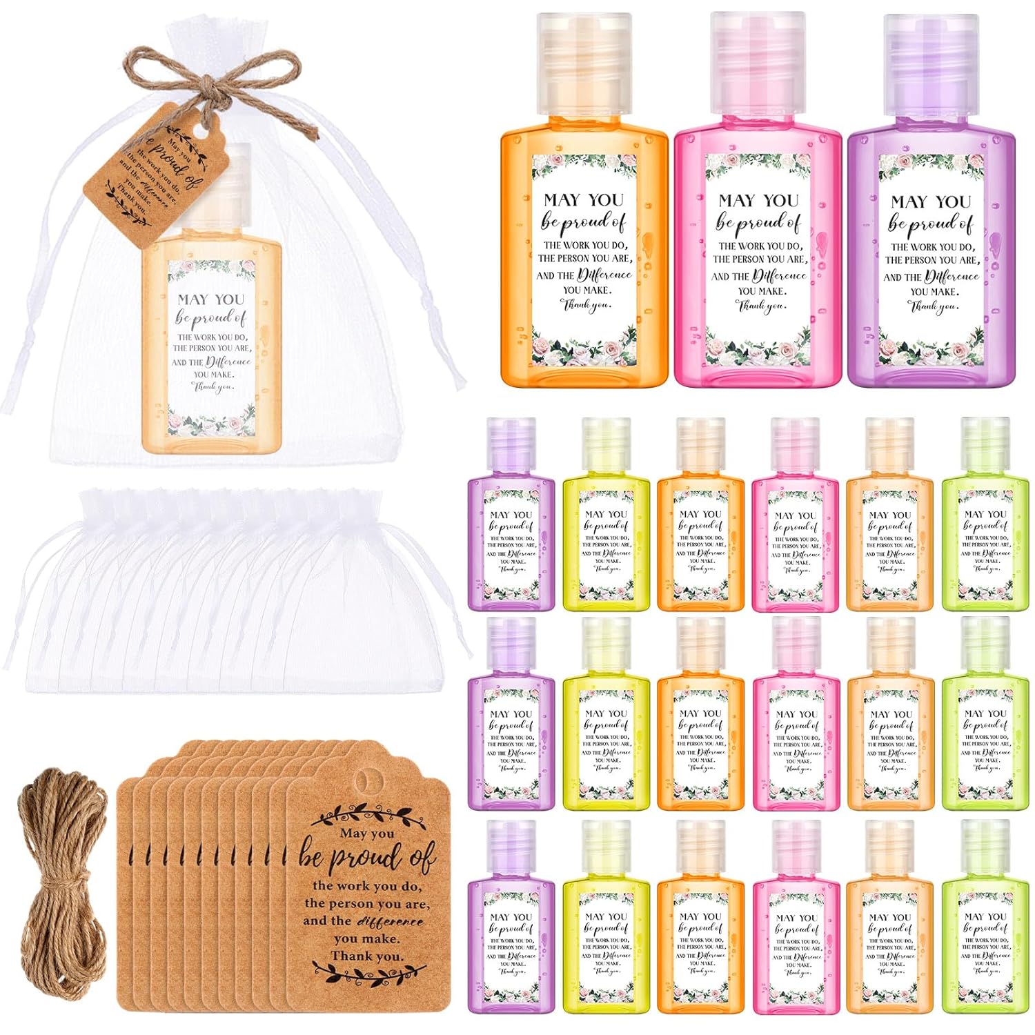 Amazon.com : Frienda 24 Sets Thank You Mini Hand Sanitizer Gift Bulk ...