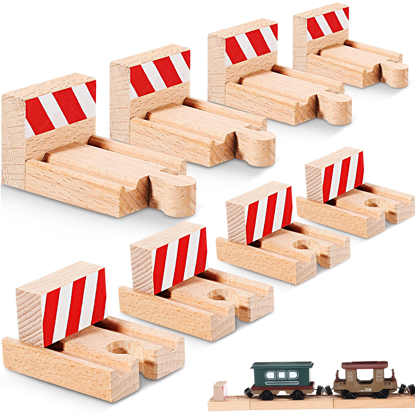 Amazon.com: Liliful 8 Pieces Wooden Train Track Bumpers, Male Bumpers ...
