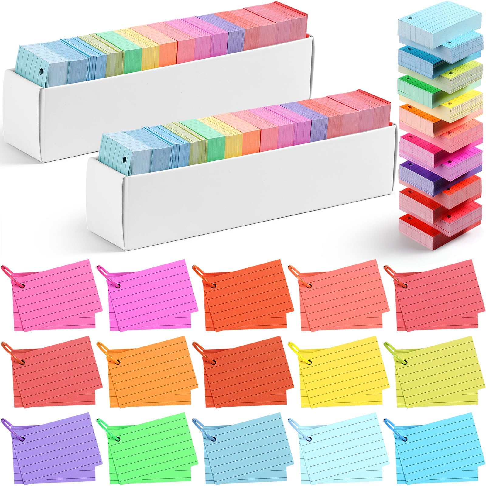 Amazon.com : Ctosree 3000 Pcs Colorful Index Cards 2" x 3" Flash Cards ...