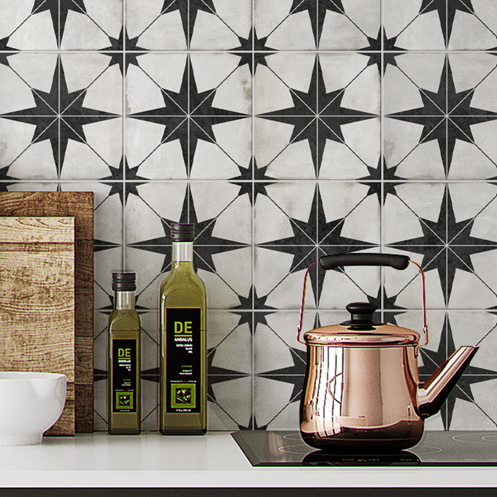 INNO STICKERS Peel and Stick Wallpaper 17.1"x118" Black Star Vinyl ...