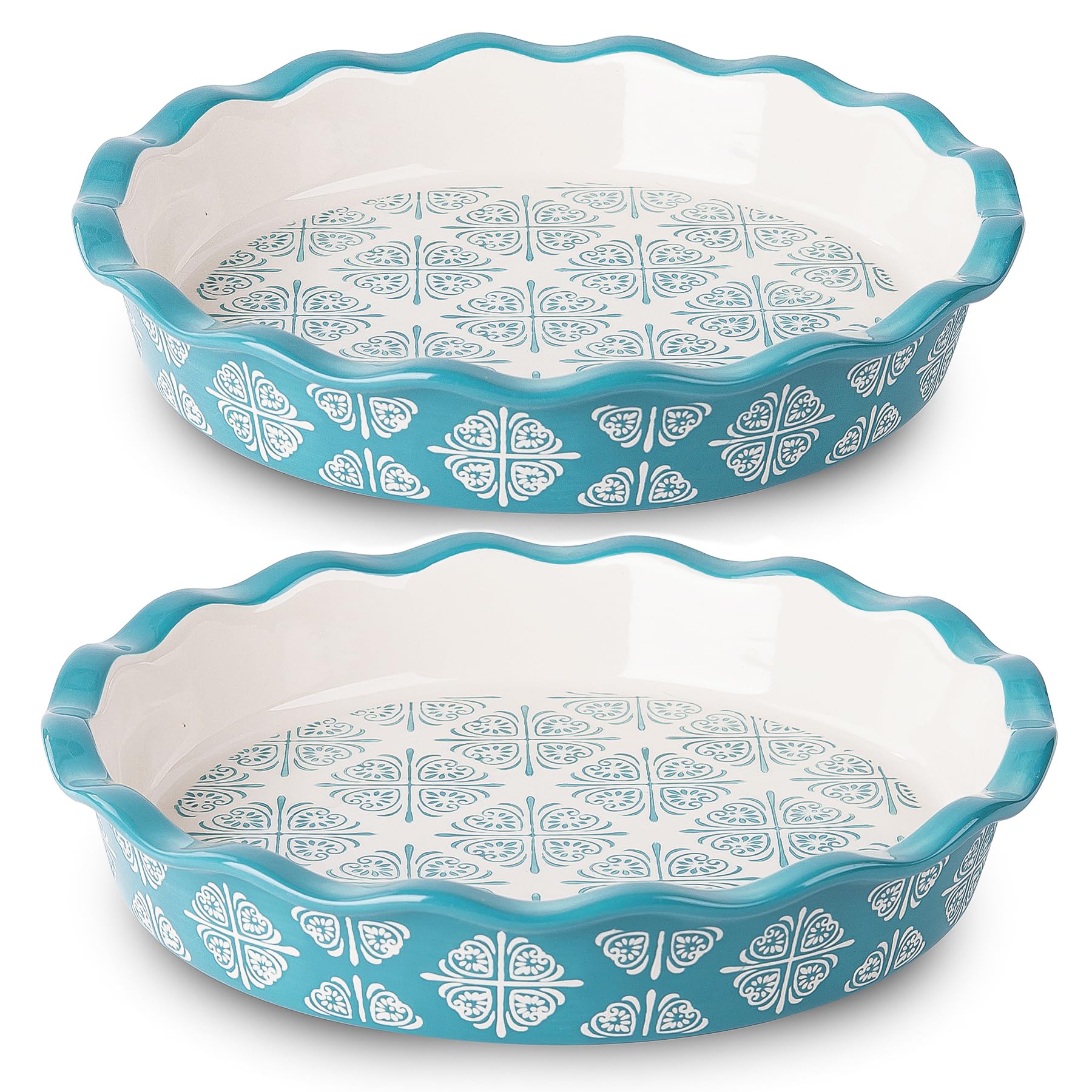 Amazon.com: Wisenvoy Pie Pan Ceramic Pie Dish Blue Pie Plate Porcelain ...