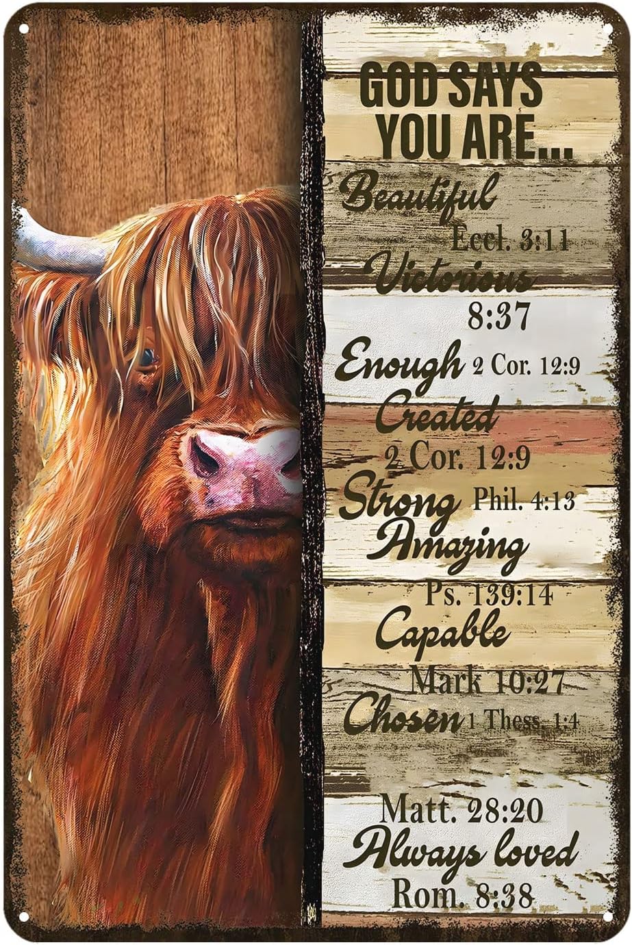 Amazon.com: Metal Sign Highland Cow Monarch Butterfly Blue Flower Retro ...
