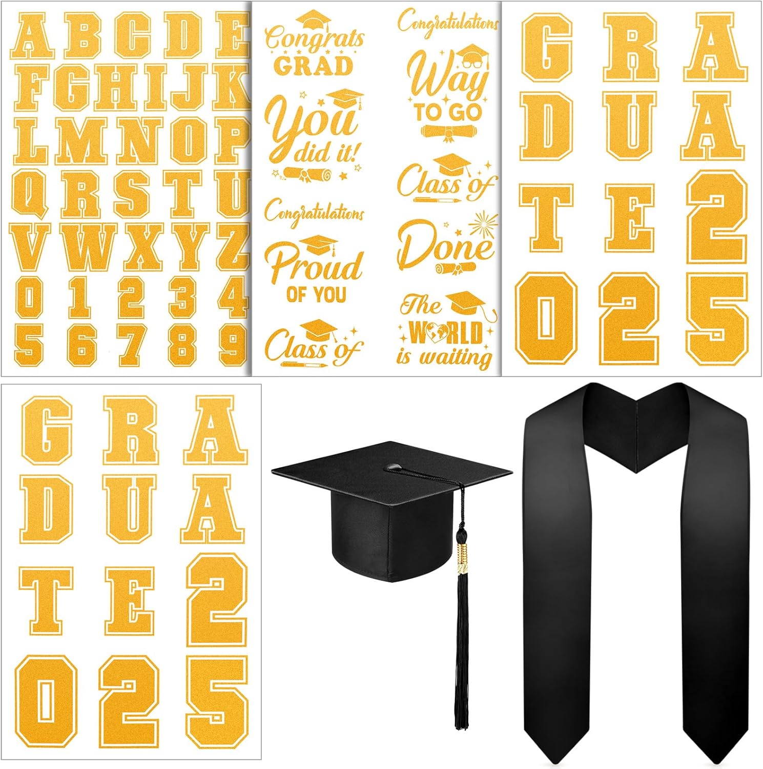 Amazon.com: Jetec 6 Pcs 4 Sheets 2025 Graduation Iron on Patches with a ...