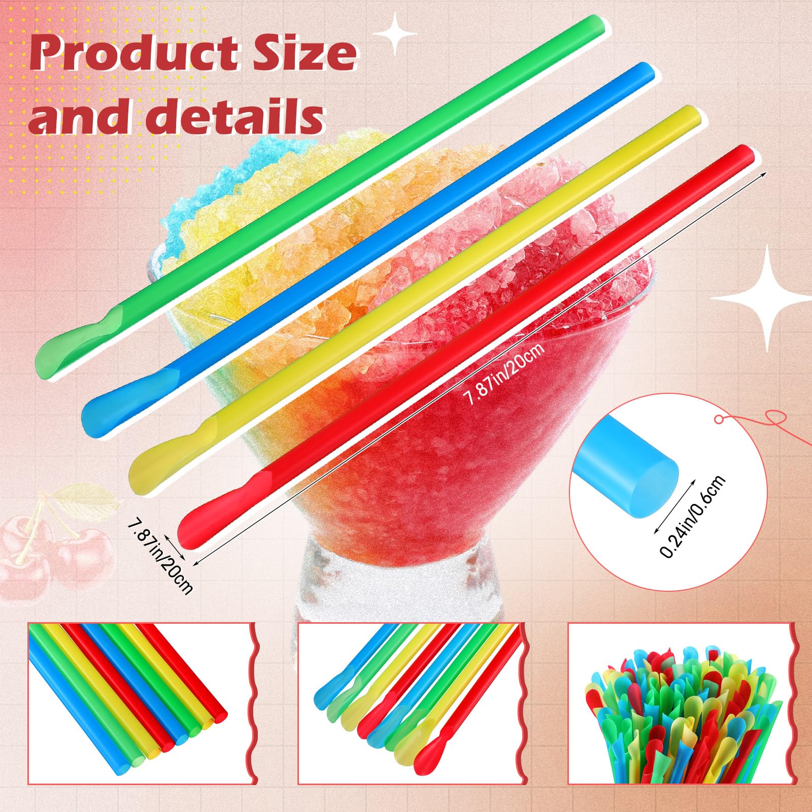 Snapklik.com : Eaasty 1000 Pcs Snow Cone Spoon Straws, Flexible Plastic ...