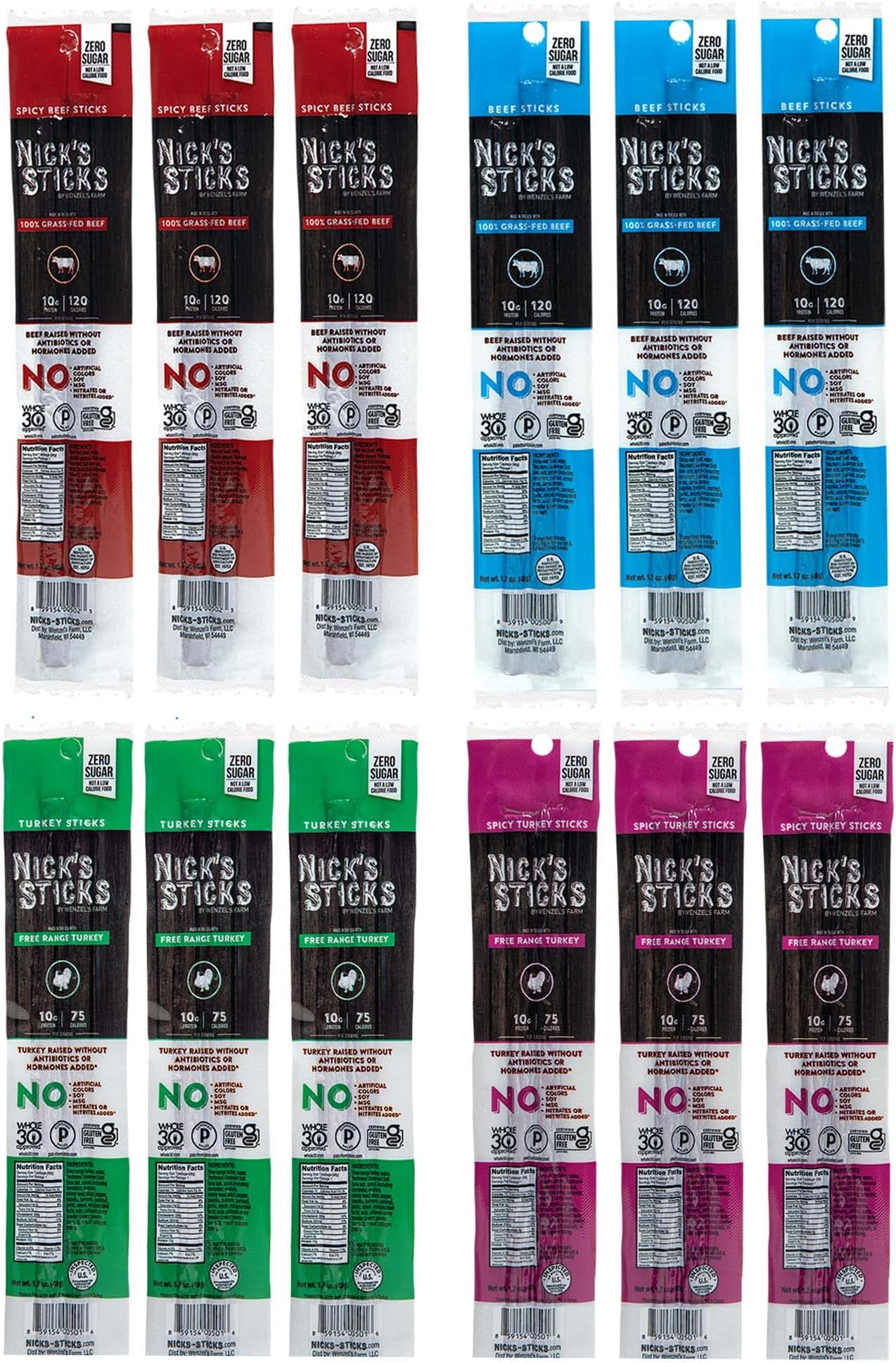 Amazon.com: Nick's Sticks 100% Grass-Fed Beef Snack Sticks | Made in ...