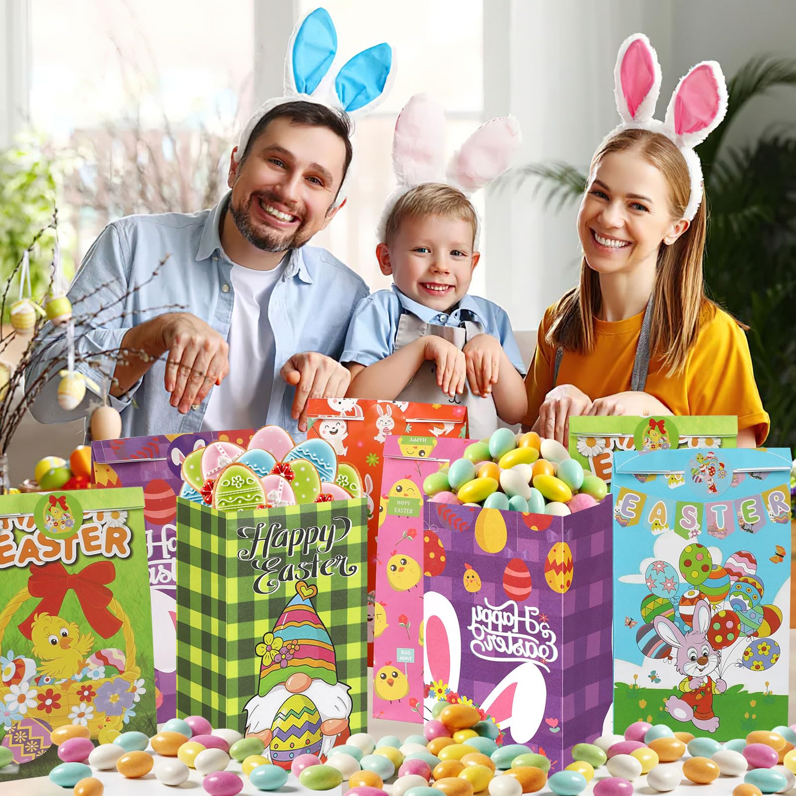 Snapklik.com : FEBSNOW 24 Pack Easter Gift Bags, Bunny Egg Easter Paper ...
