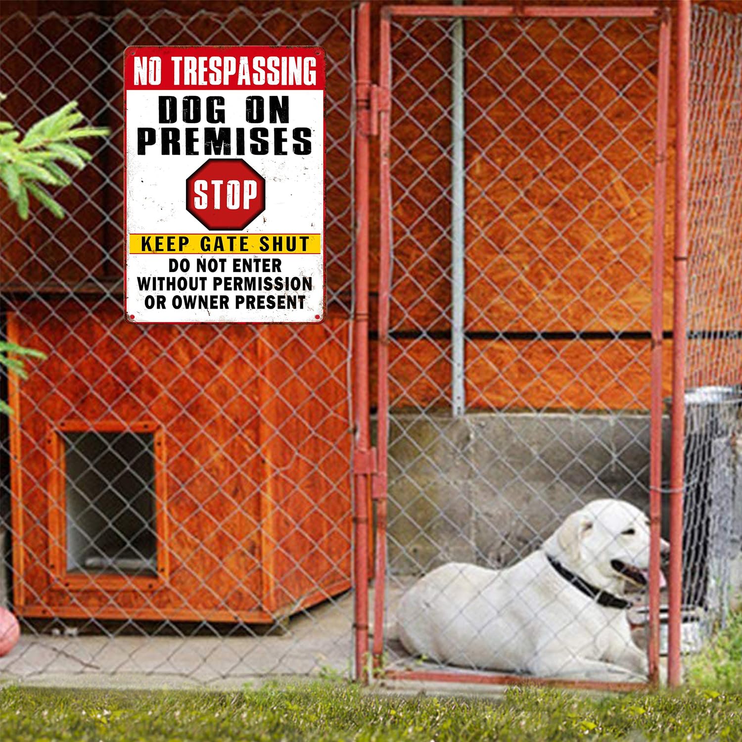 Dog Warning Signs For Fences Beware Of The Dog Large Rectangular Sign