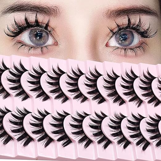 Amazon.com: 10 Pairs Manga Lashes Wet Look Japanese Style Cosplay Spiky ...