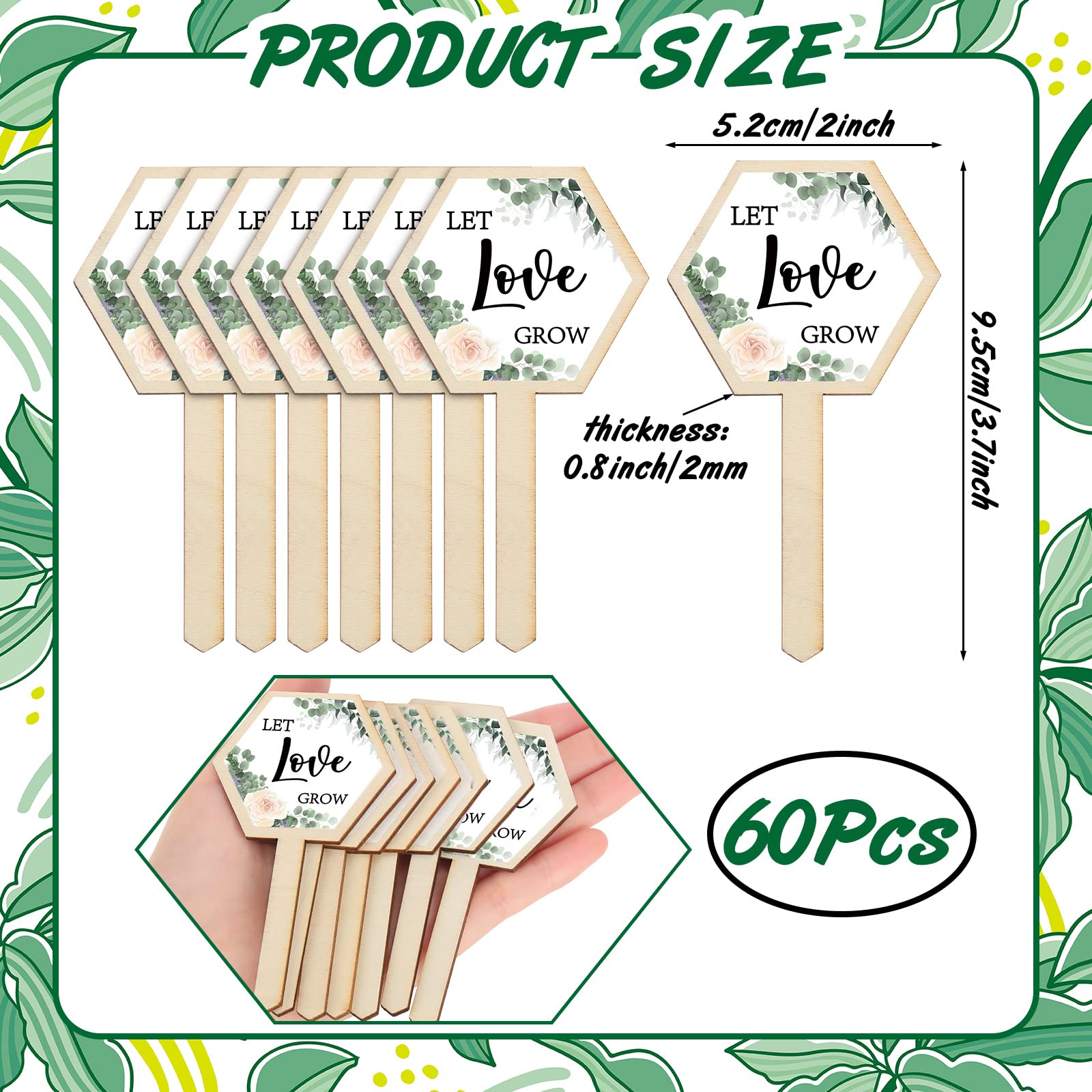 Snapklik.com : Weysat Succulent Tags 60pcs - Let Love Grow Wooden Plant ...