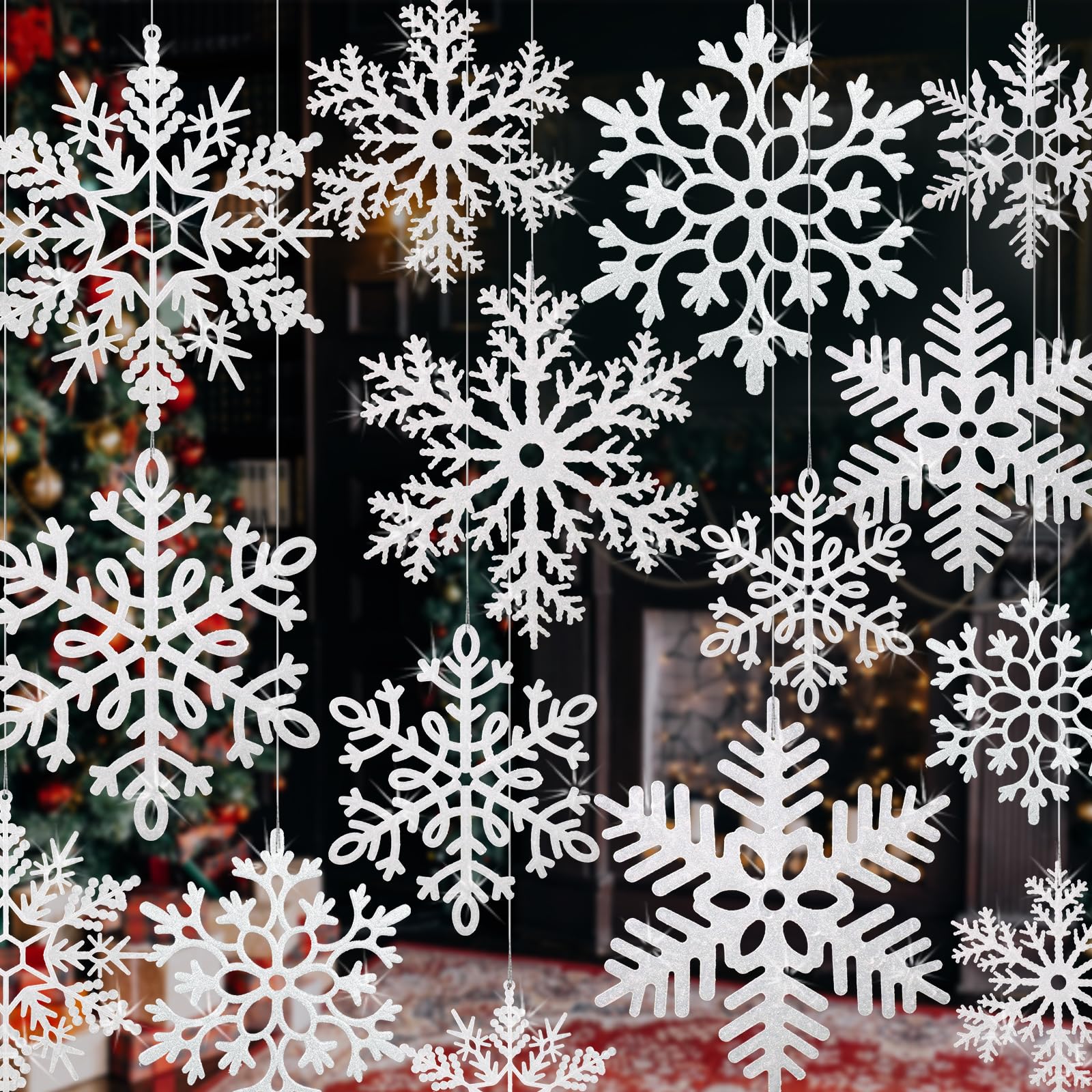 Amazon.com: 24 PCS Large Snowflakes Ornaments - Outdoor Christmas Decor ...