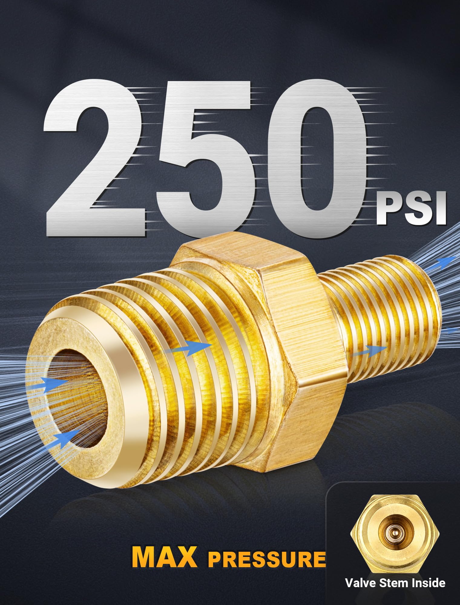 Snapklik.com : EVOULTES Brass Air Inflator Adapter w/Valve Stem Inside ...