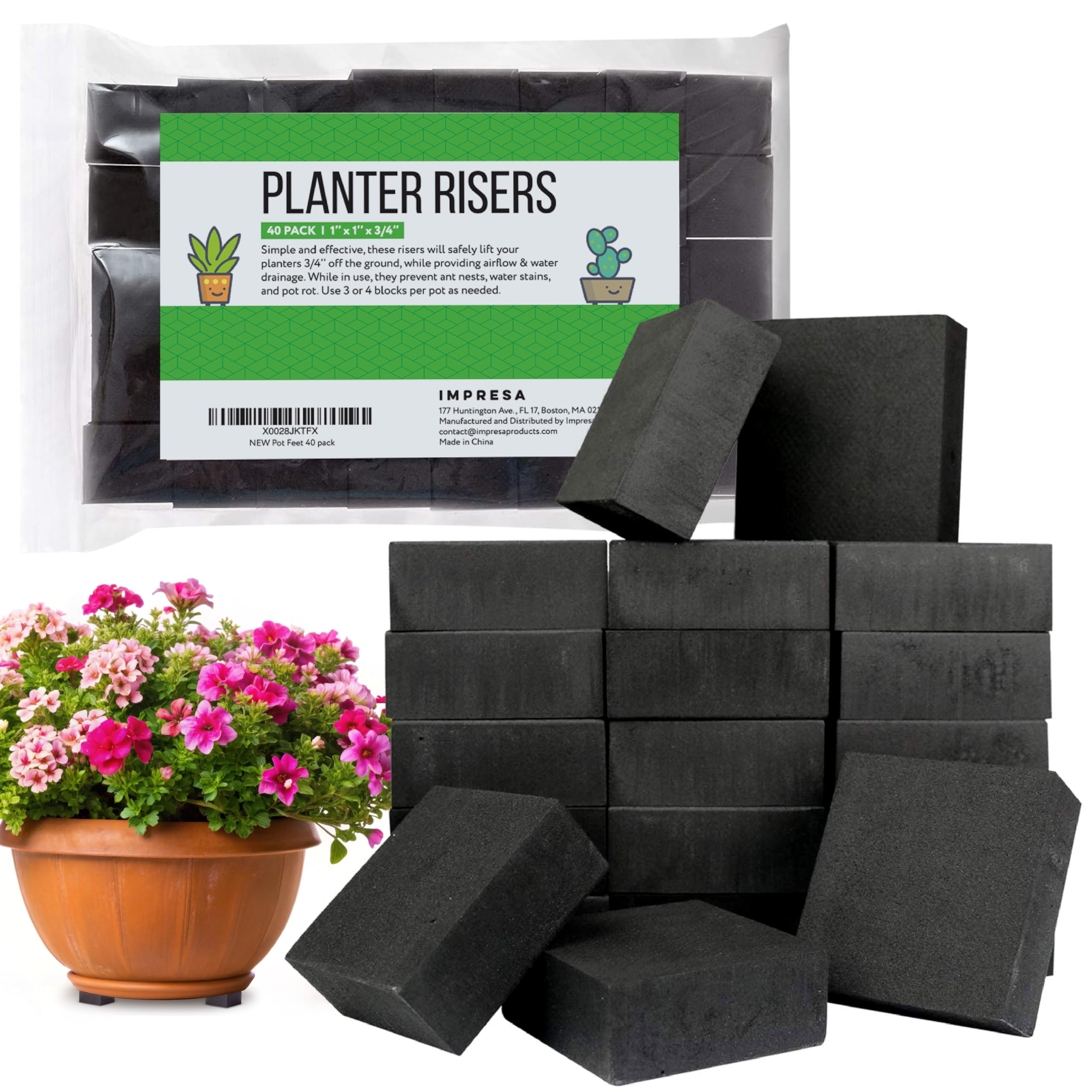 Amazon.com: IMPRESA 40 Pack Pot Risers for Outdoor Planters, 3/4 Inch ...