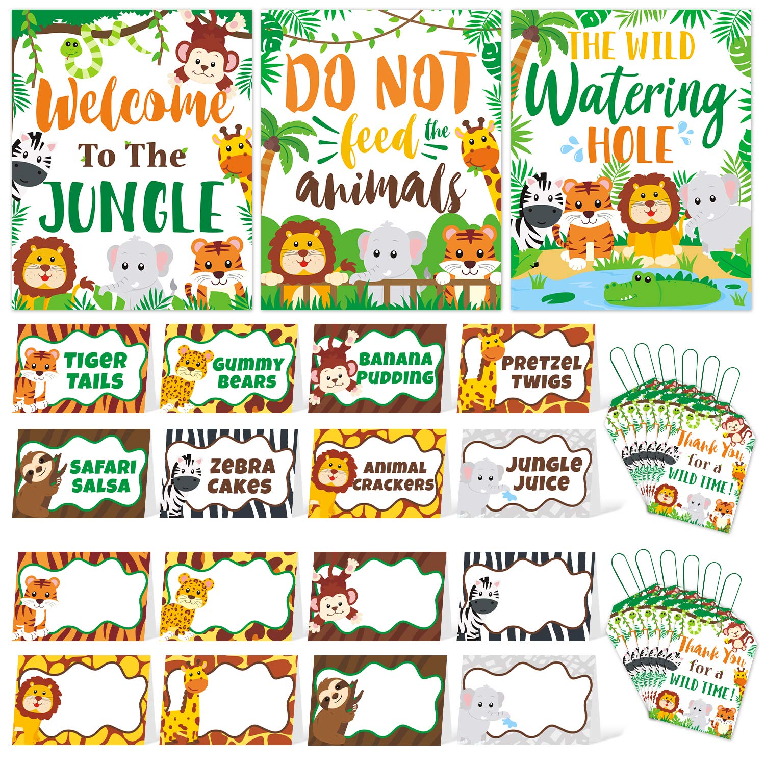 Jungle Safari Dessert Table Favors Welcome Sign Food Labels Cards ...