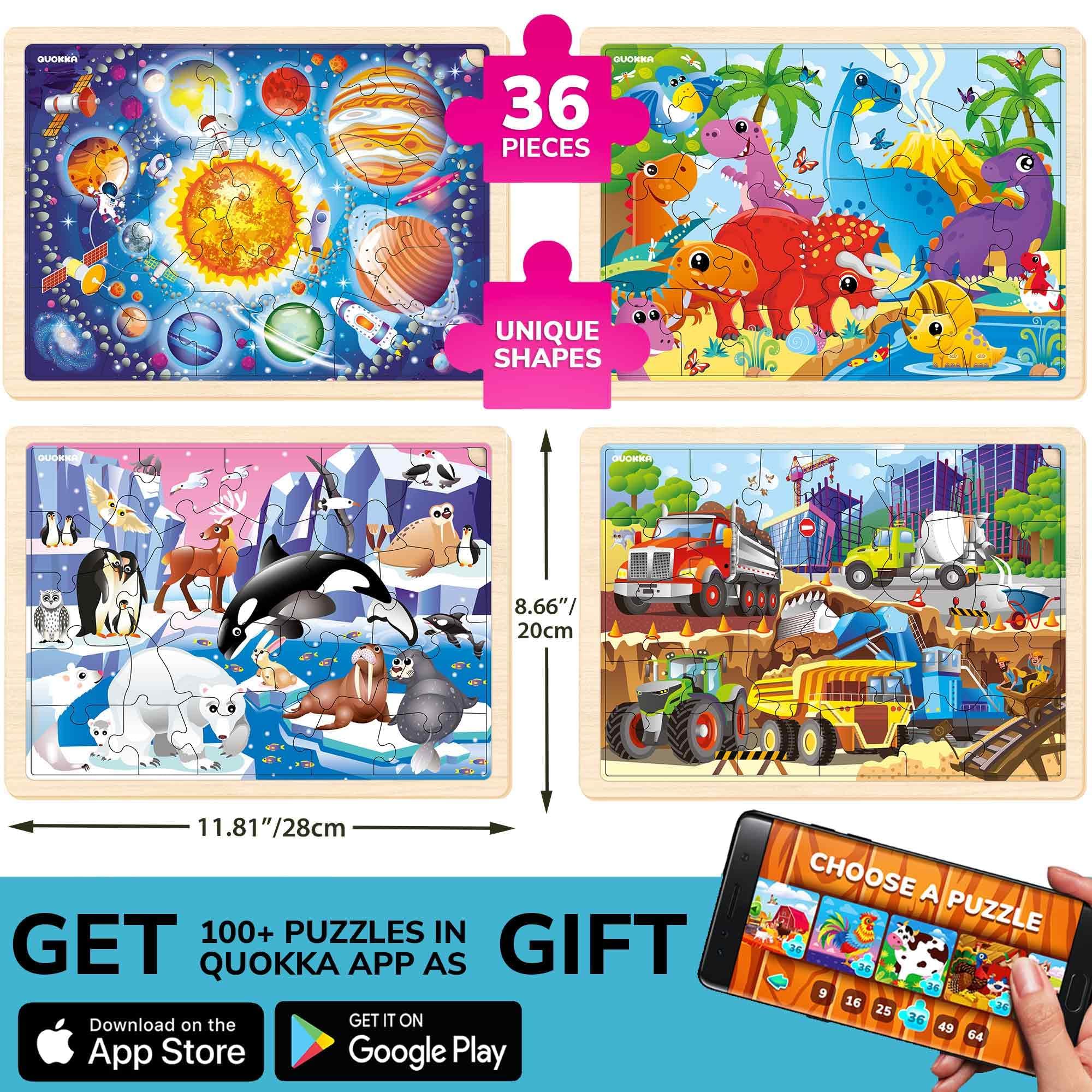 Snapklik.com : 4SET Puzzles For Kids Ages 4-6 - 36 Pcs Wooden Realistic ...