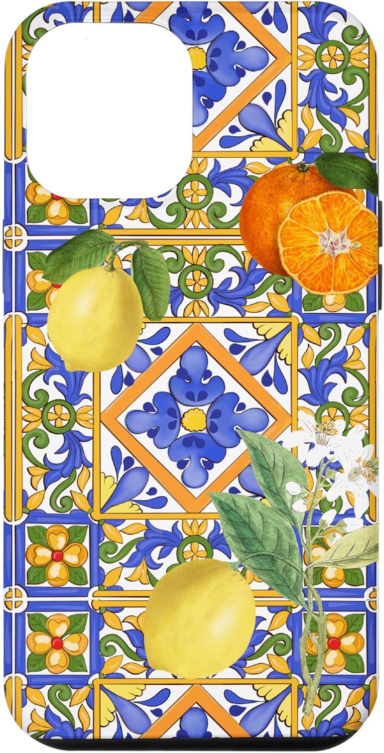 Amazon.com: iPhone 13 Pro Max Sicilian,Italian,summer,tiles,citrus,mosaic,majolica art Case ...