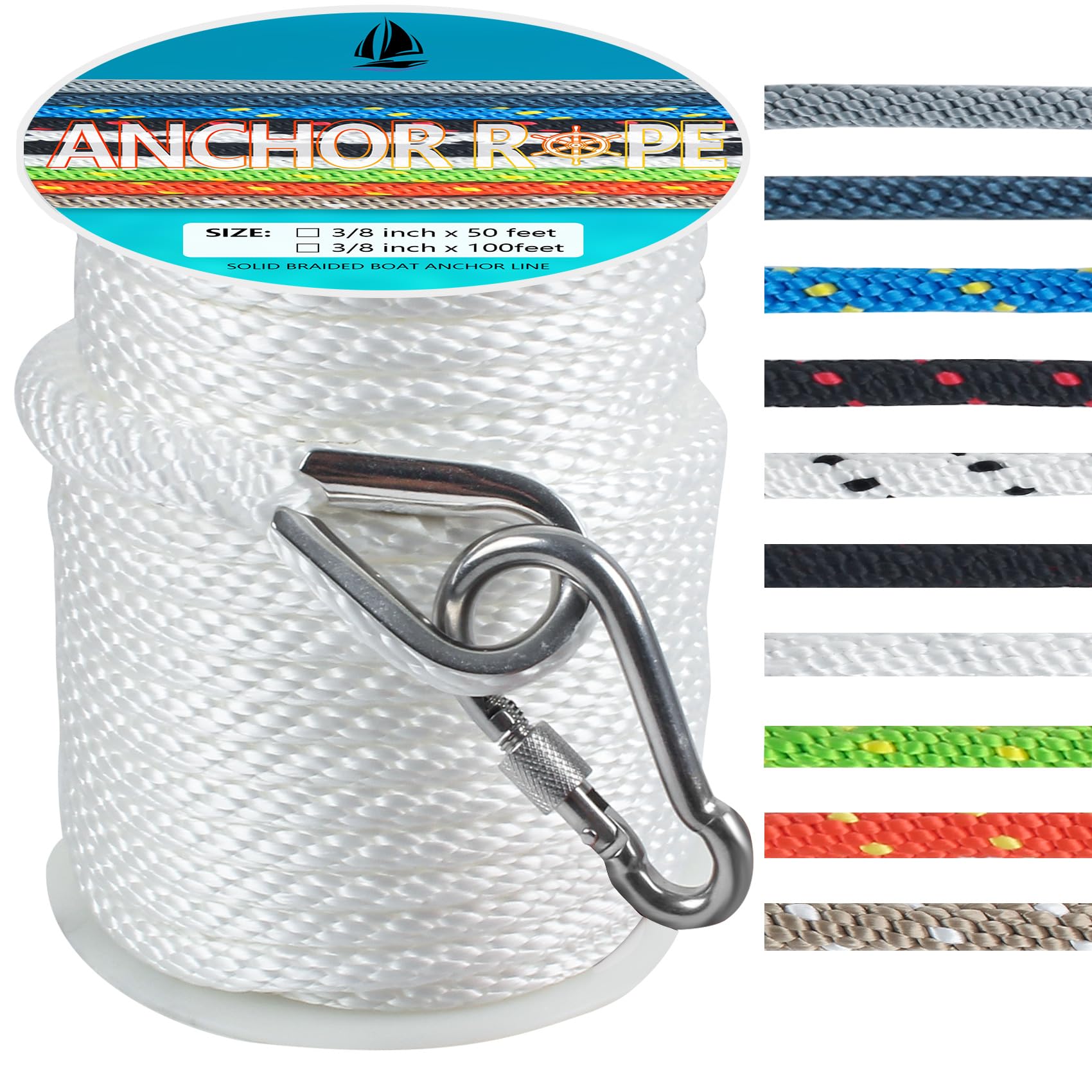 Amazon.com: Anchor Rope 50 Ft, Premium Solid Braid MFP Anchor Line with ...