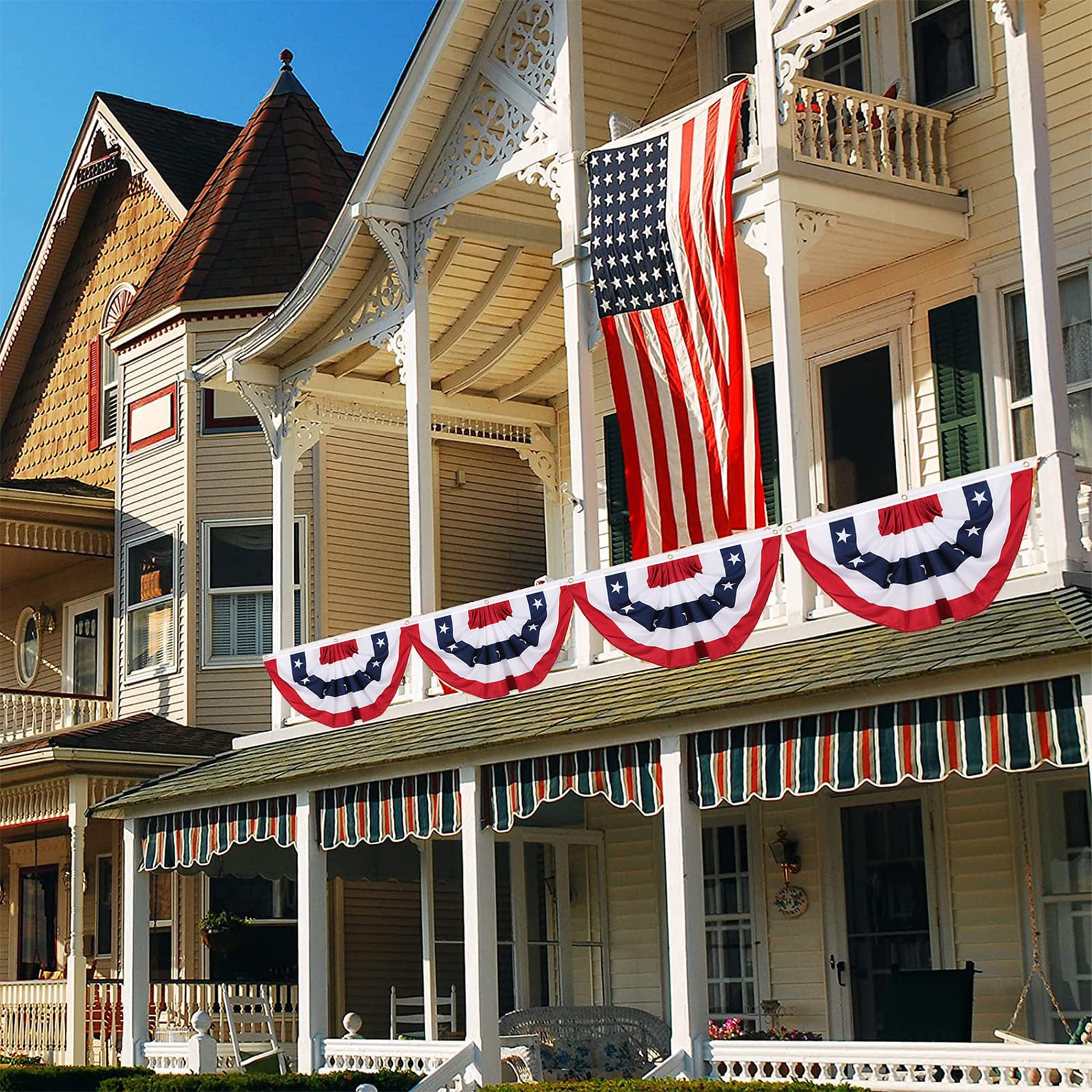 4PCS Large Size American Flag Bunting — 3x6 feet Patriotic Flag Bunting ...