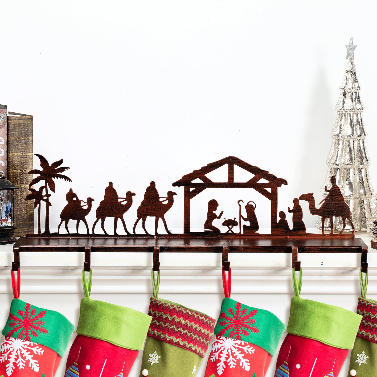 Amazon.com: Yaocom Metal Christmas Stocking Holder Christmas Nativity ...