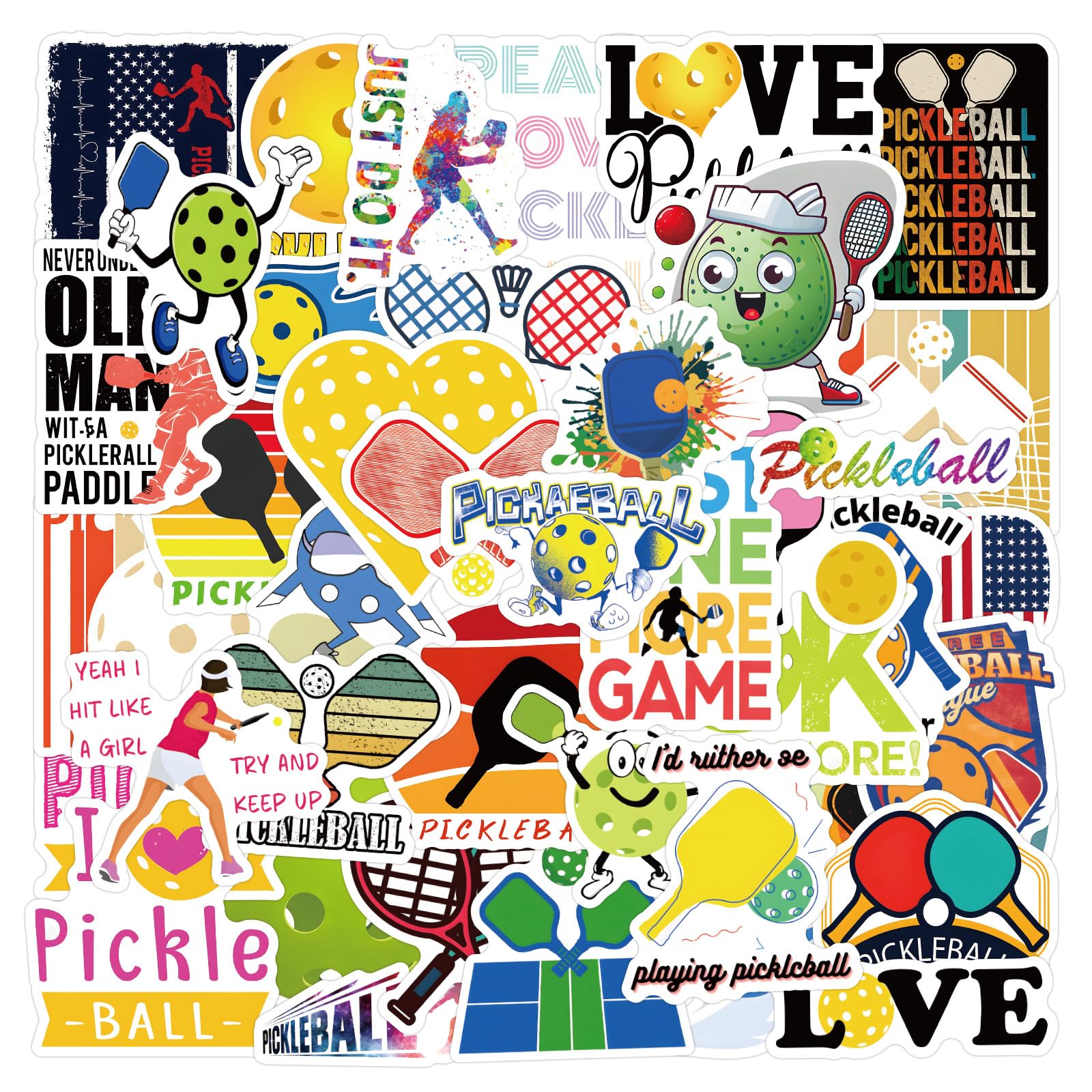 Amazon.com: 55PCS Pickleball Stickers Ball Game Stickers Love ...
