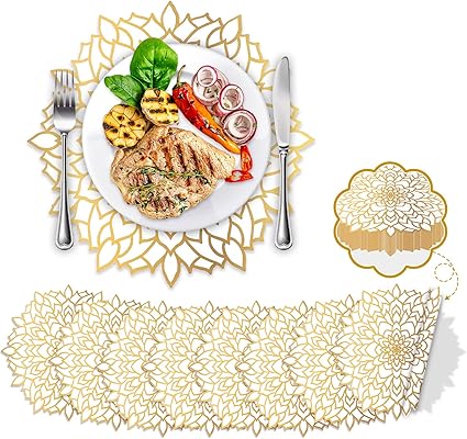 Amazon.com: 100PCS Disposable Gold Metallic Round Paper PlaceMats Round ...